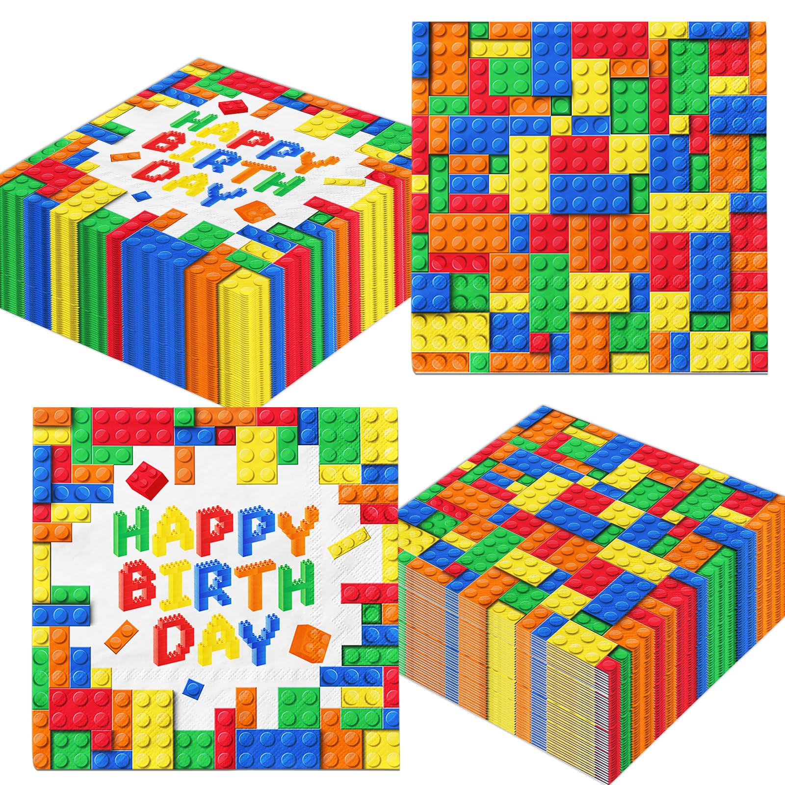 Amazon.com: Building Block Party Napkins, 40pcs Colorful Birthday ...