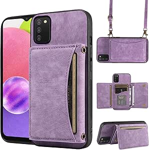 Amazon.com: Phone Case For Samsung Galaxy A03s US Version 5G 2022 Wallet Cover with Crossbody ...