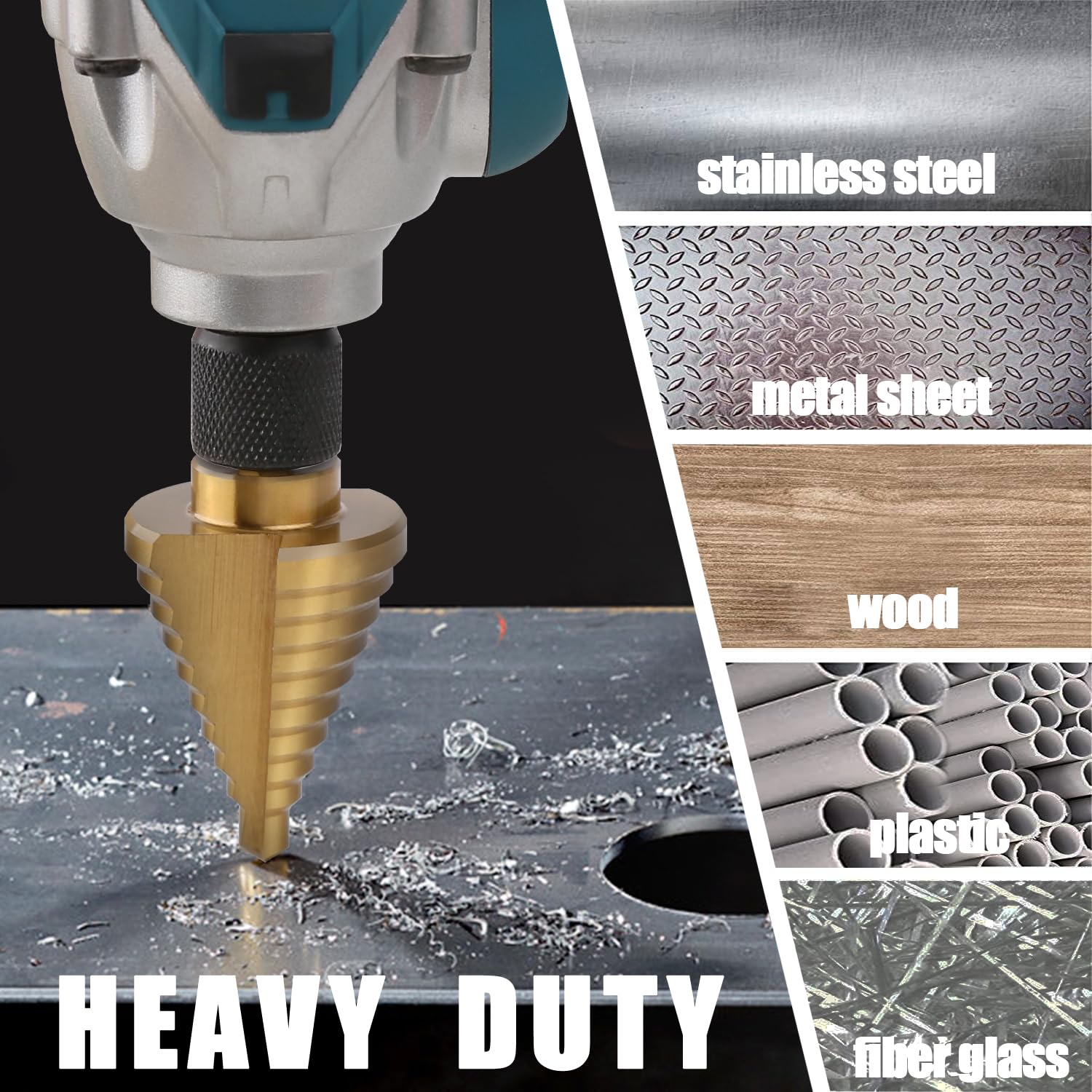 Snapklik.com : HSS Straight Groove Step Drill Bits, 1/8" - 1/2" Unibit ...