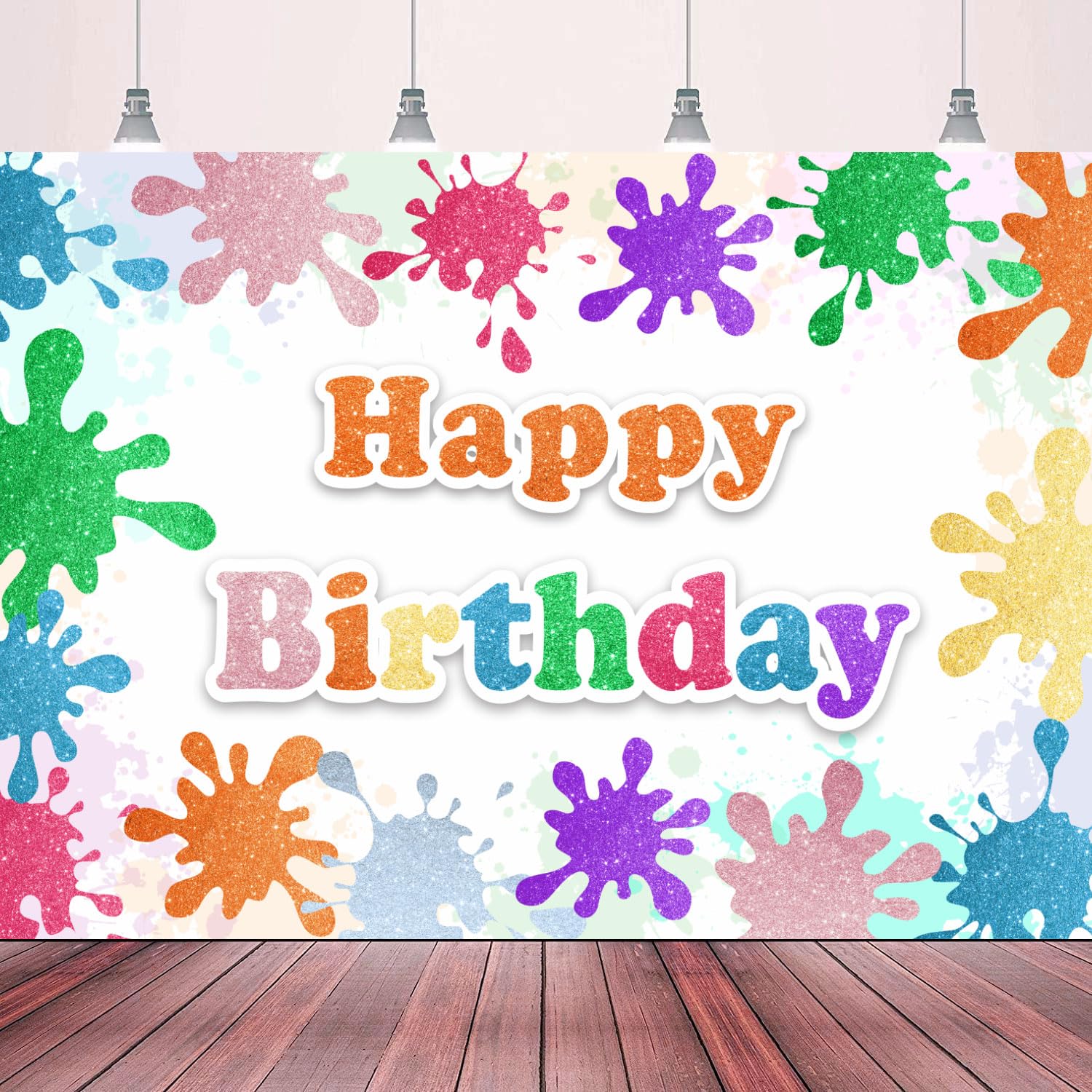Amazon.com: Art Paint Splash Happy Birthday Backdrop Banner Colorful ...