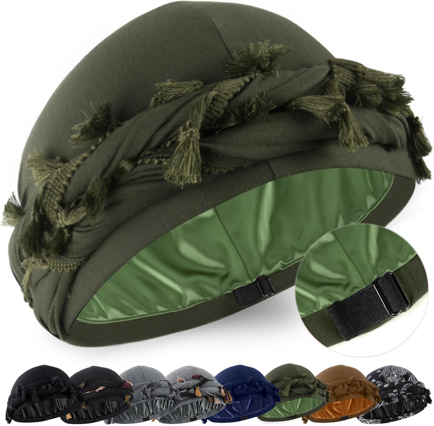 Babalet Halo Turban for Men Women Satin Lined Durag Pre-Tied Head Wraps ...