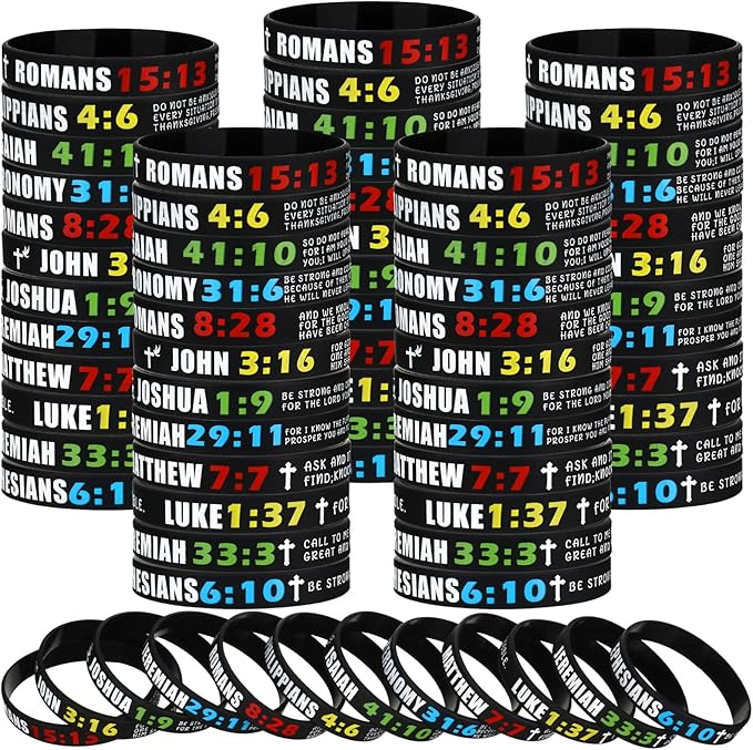 Amazon.com: Leyndo 240 Pcs Christian Scripture Bracelets Bulk Bible ...