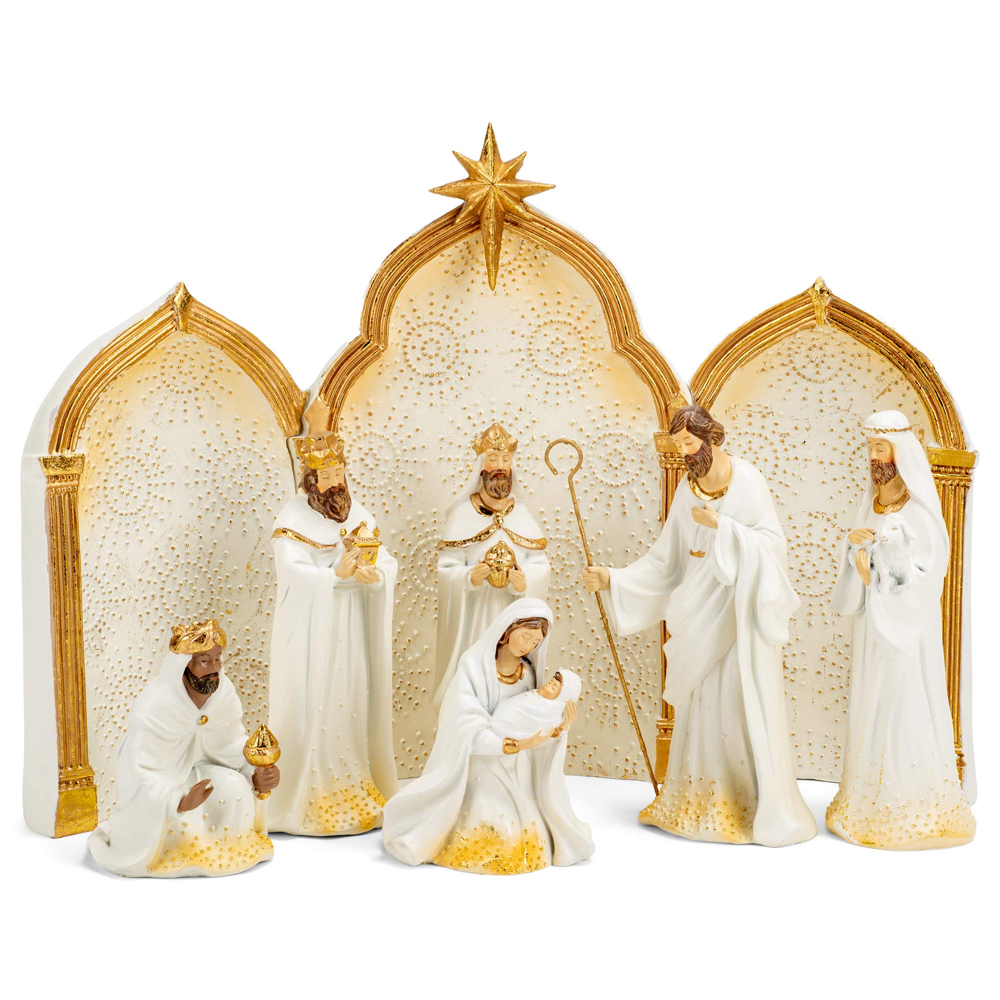 Snapklik.com : Roman 133014 Nativity Gold Dot Ivory