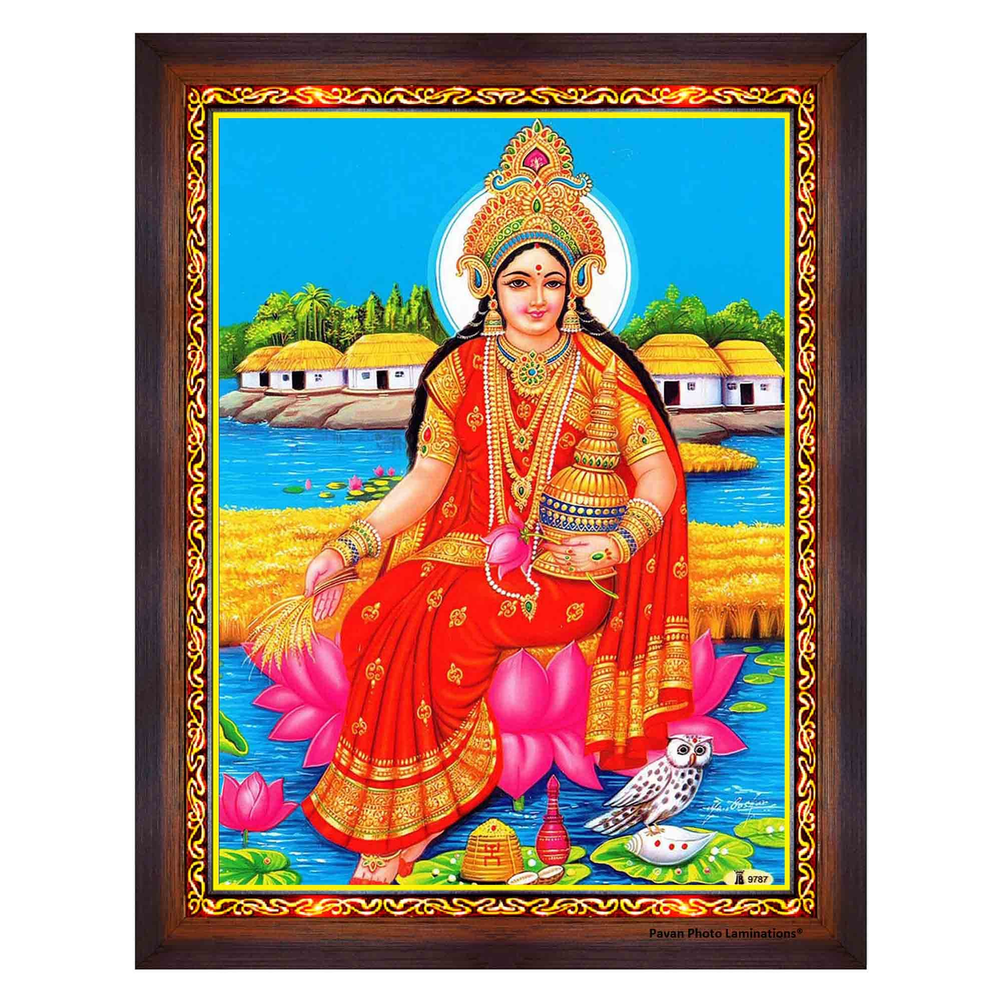 Buy Pavan Photo Laminations, Goddess Lakshmi MATA with Owl Uluka Ullu ...