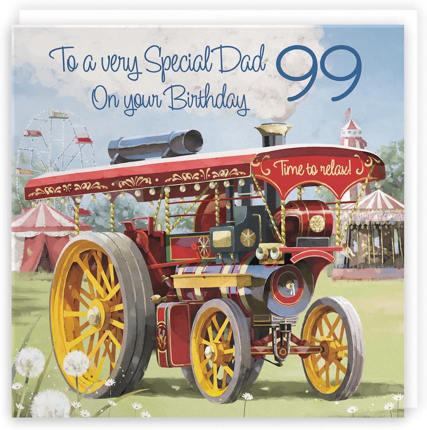 Hunts England - 99th Dad Traction Engine Birthday Card - Age 99 Card ...