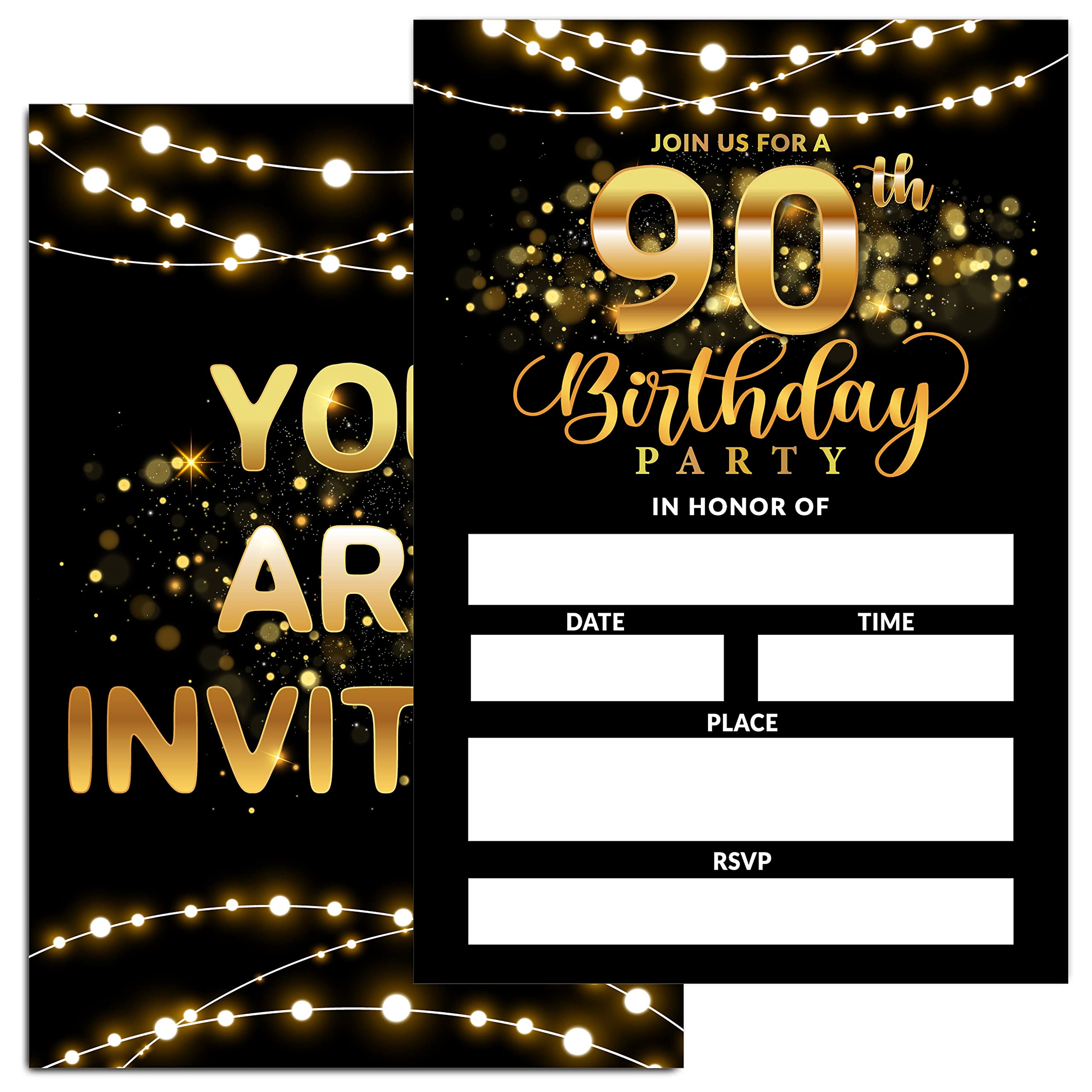 Invitaciones De Cumpleaños Número 90 En Blanco Y Negro Invitación