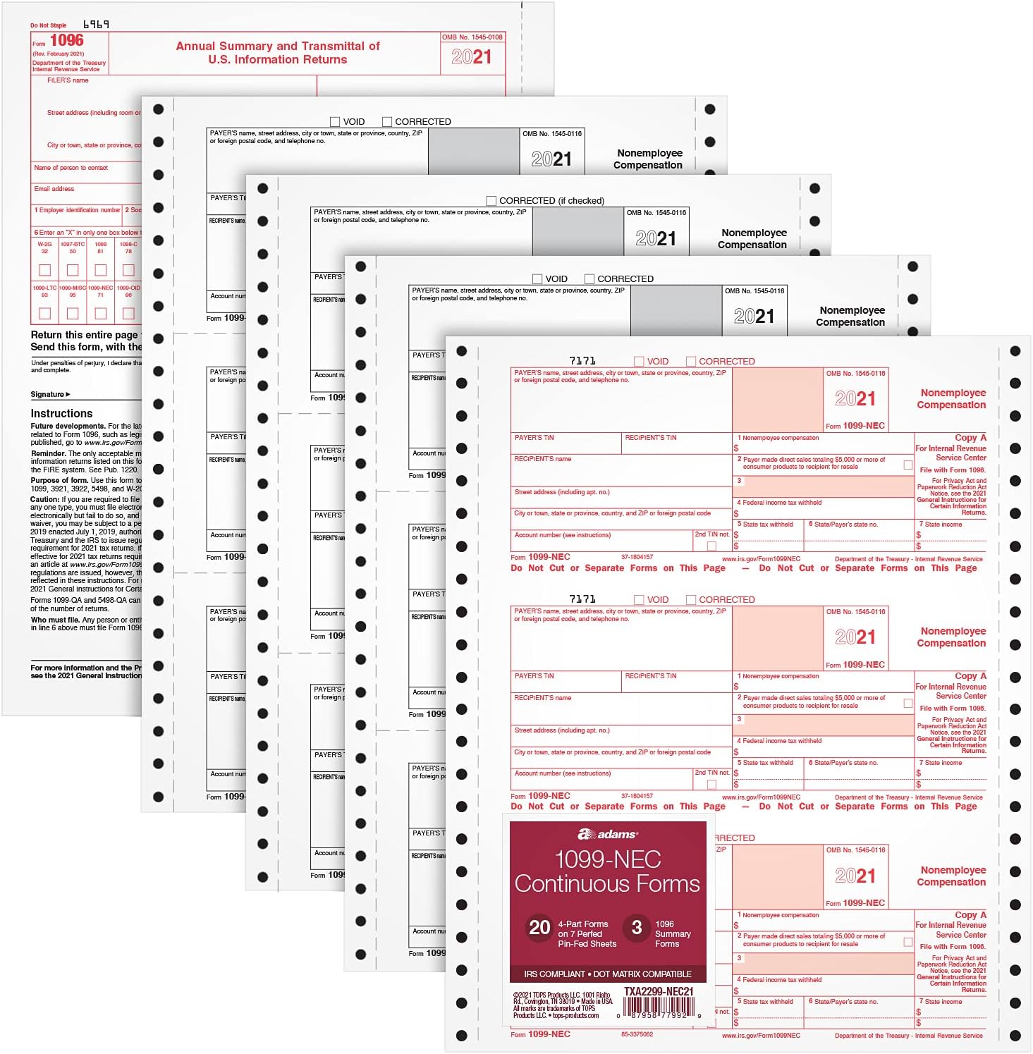 Amazon.com : Adams 2024 1099 NEC Tax Forms Kit for 30 Recipients, 4 ...
