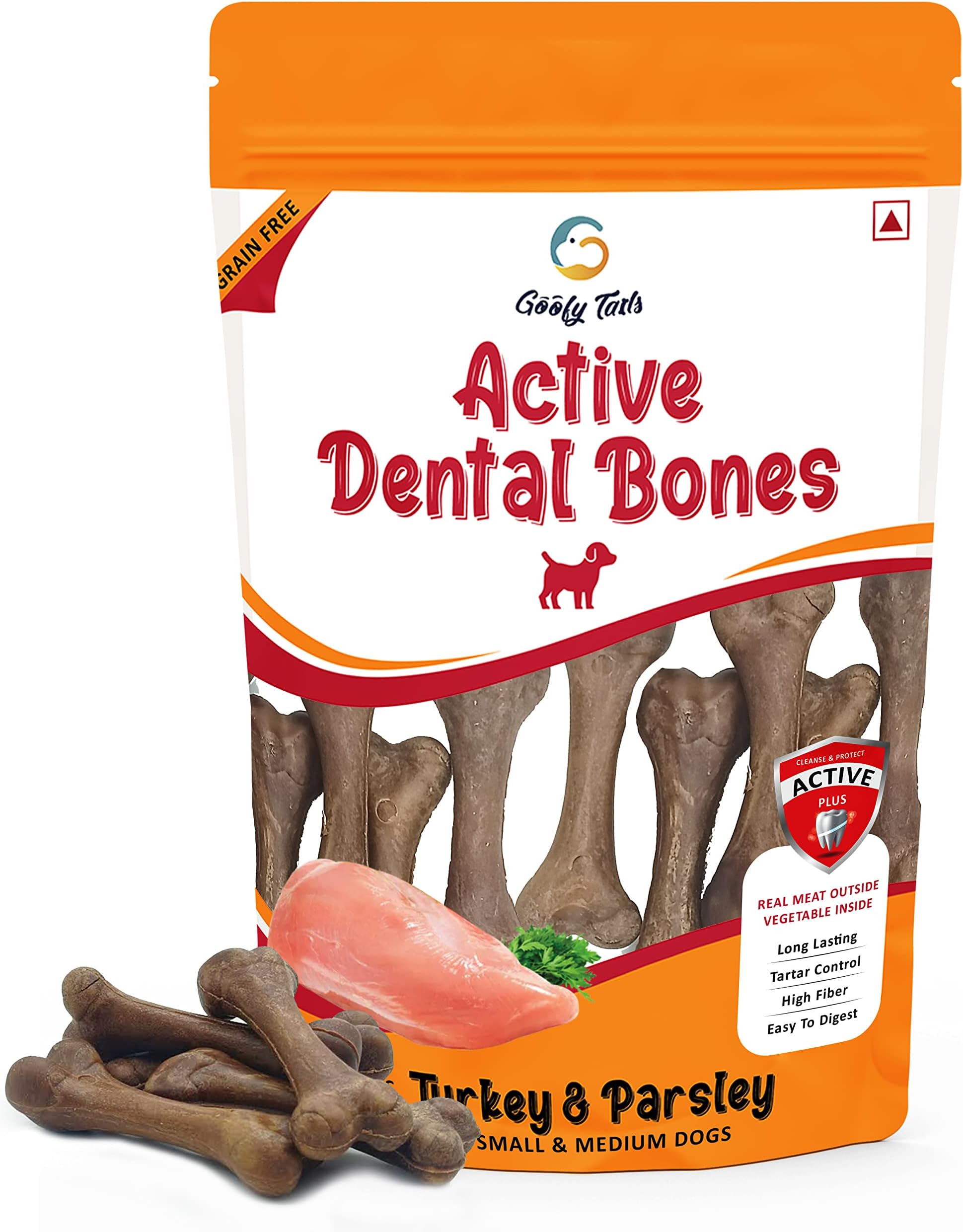 Buy Goofy Tails Active Dental Bones Dog Treats 200g, Salmon, Large ...