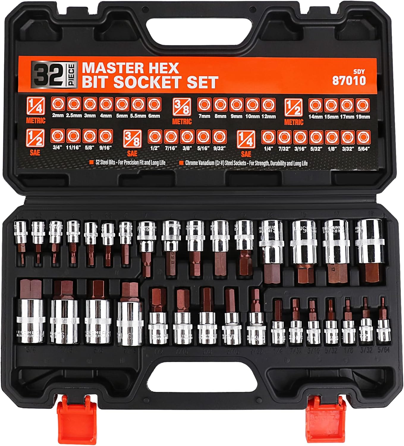 HORUSDY Allen Socket Set, 32-Piece Hex Bit Socket Set,SAE and Metric ...