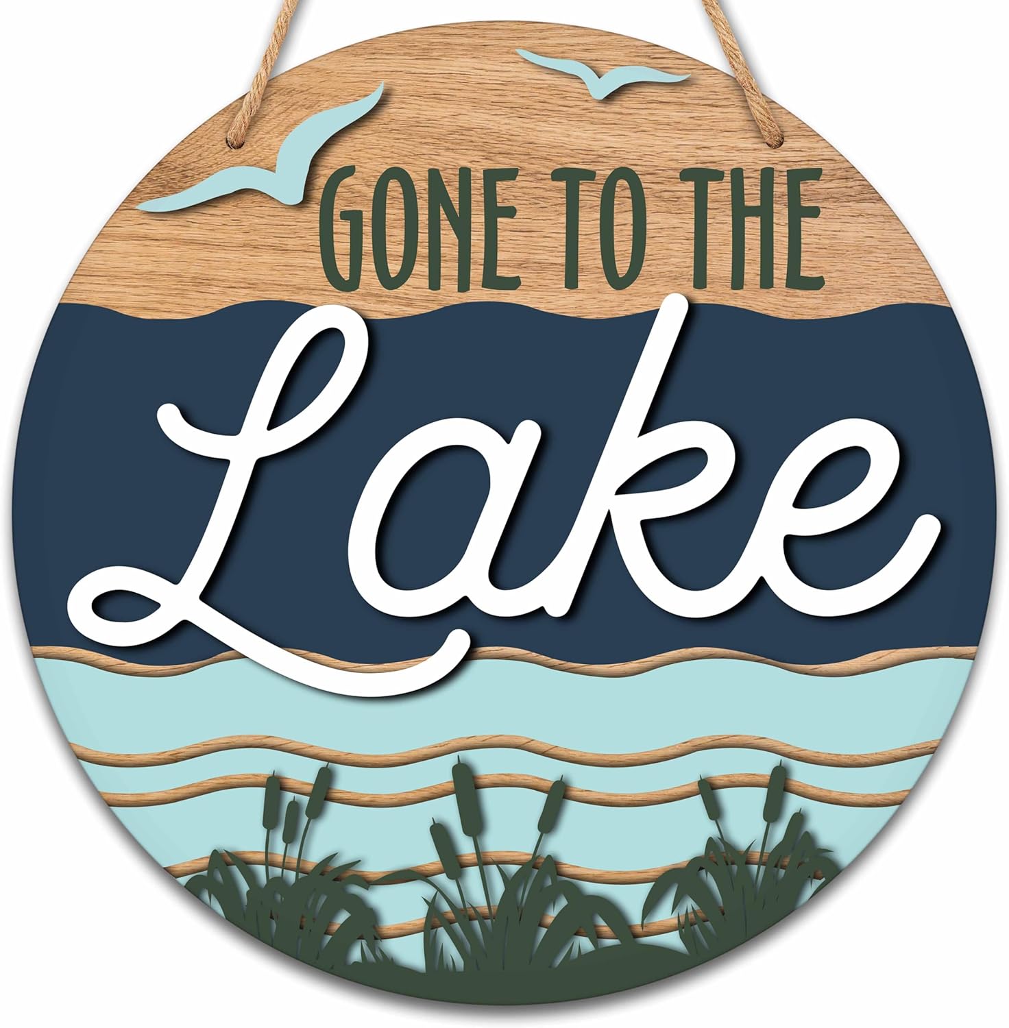 Amazon.com: Lake Themed Wooden Signs Wall Decor, Lake House Outdoor ...