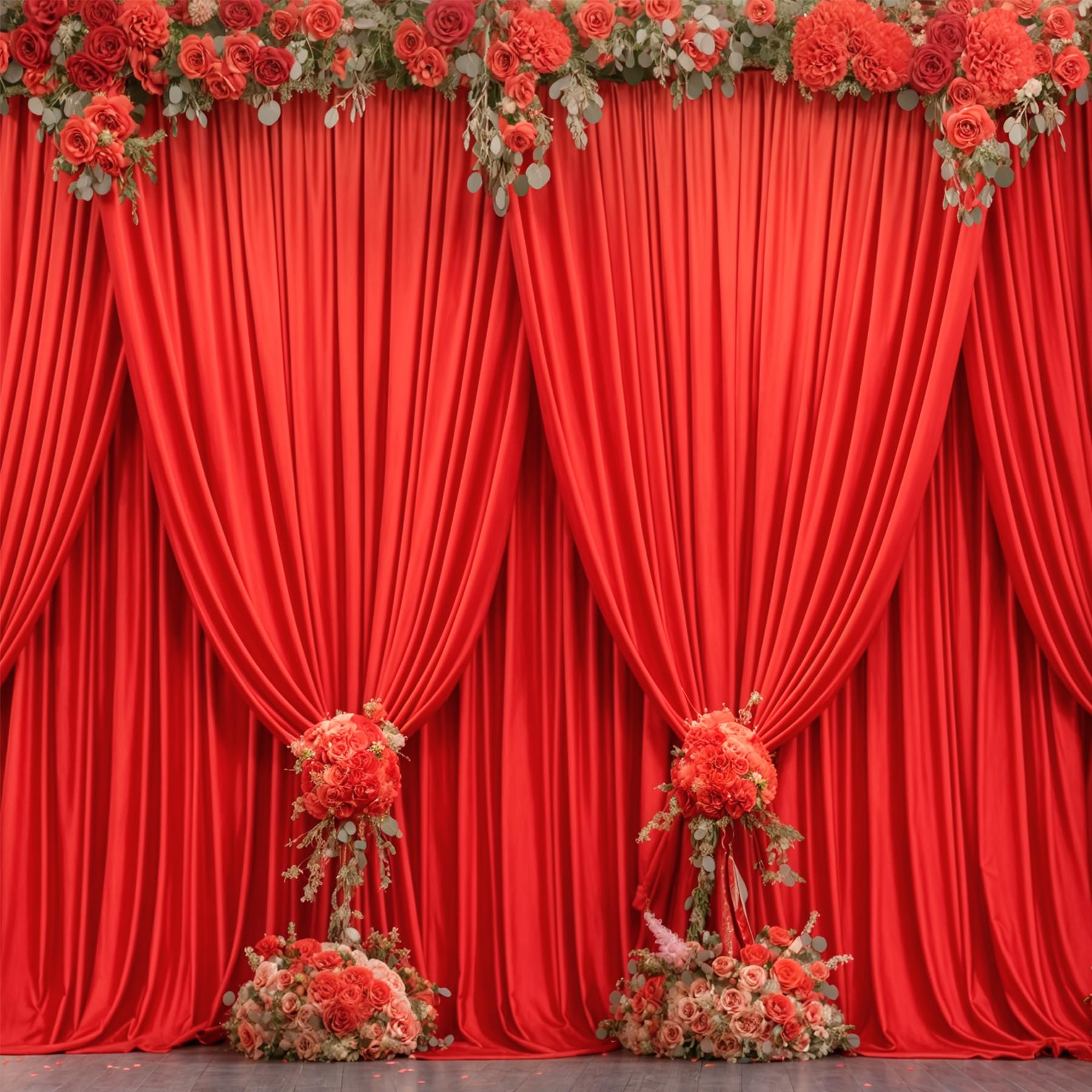 Amazon.com : 20ft x 10ft Wrinkle Free Red Wedding Backdrop Curtains for ...