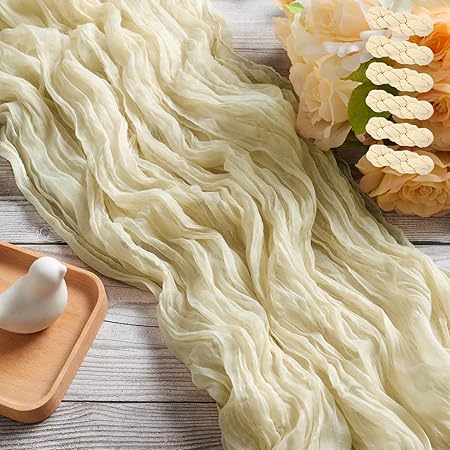 Amazon.com: XJJDCB Cheesecloth Table Runner, Gradient-Yellow Brown ...