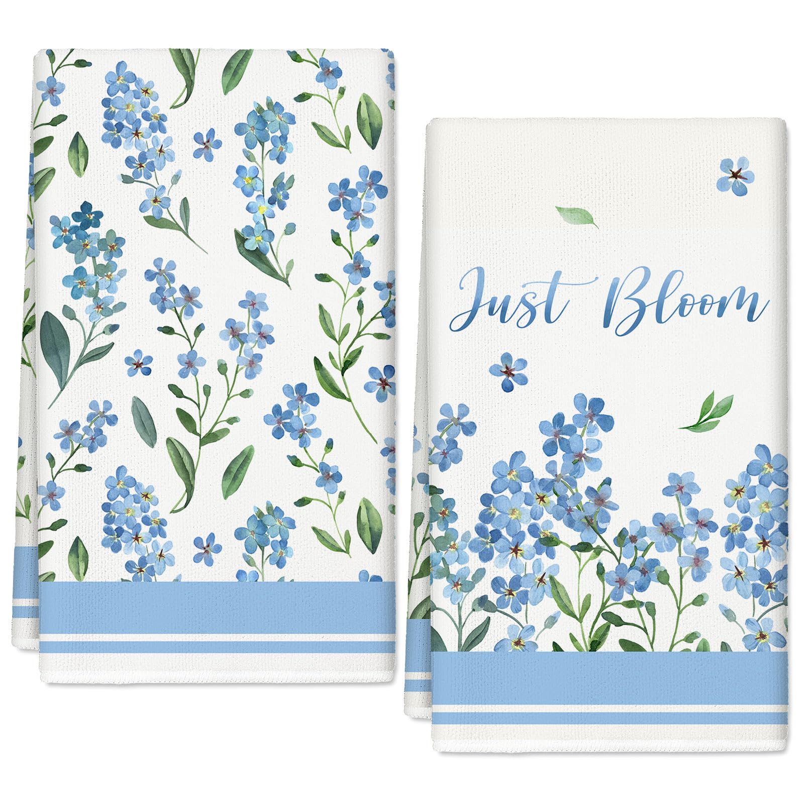 Amazon.com: AnyDesign Floral Kitchen Towels Blue White Flower Dish ...