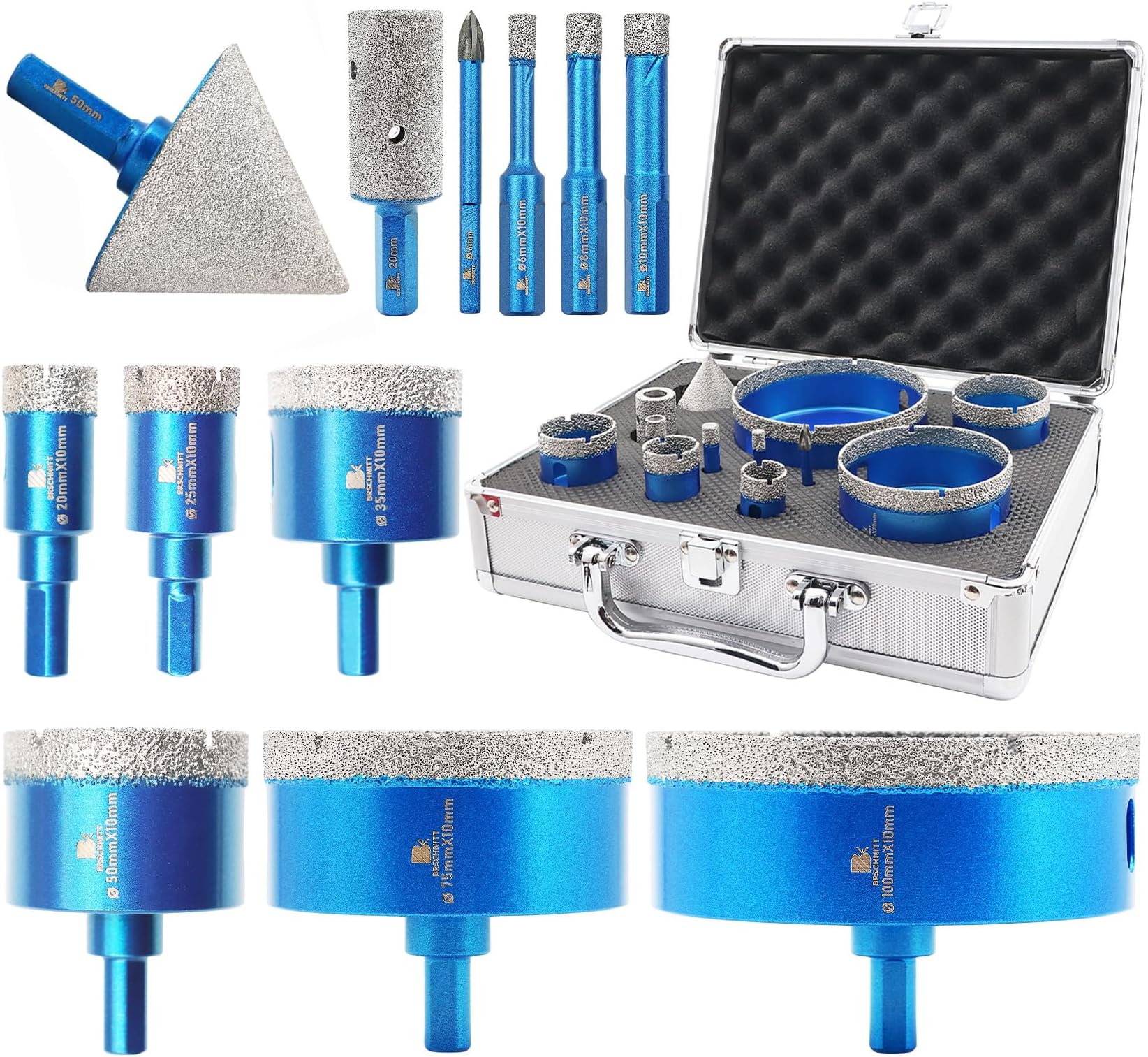 VEVOR Diamond Core Drill Bit Set, 6 PCS 20/25/35/50/75/100mm Diamond ...