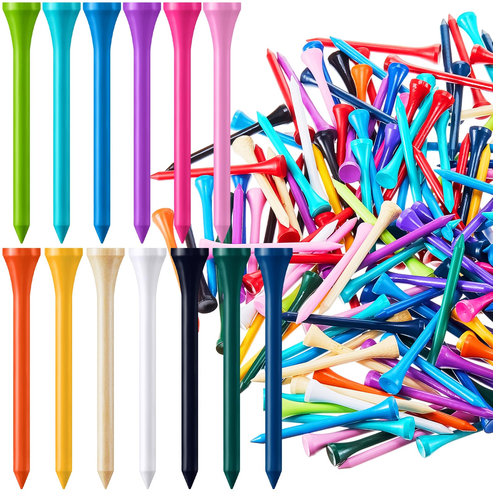 Amazon.com : Lewtemi Wood Golf Tees Bulk Long Golf Tees Bamboo Ball ...