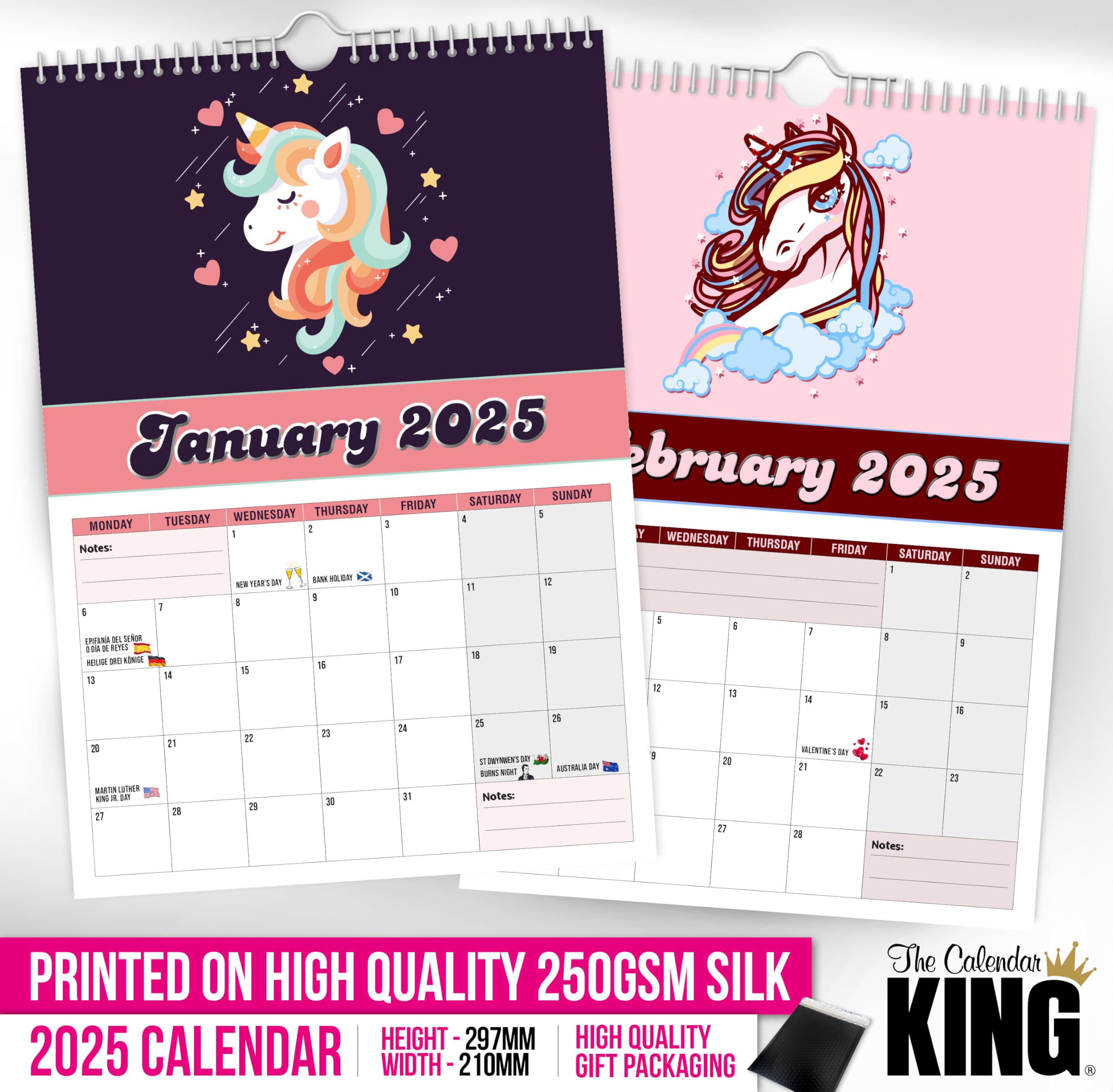 The Calendar King // Unicorn – 2025 Wall Calendar (Full Colour, A4 Size ...