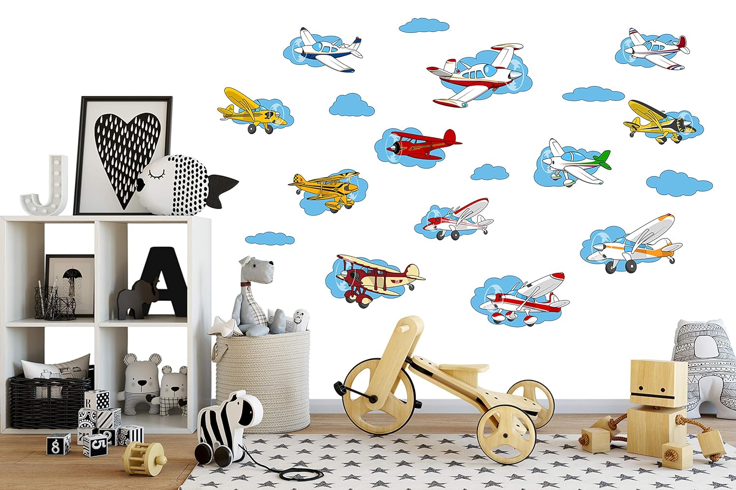 Amazon.com: Flyboy Toys 18 Cartoon Airplanes - Peel & Stick Wall Decals ...