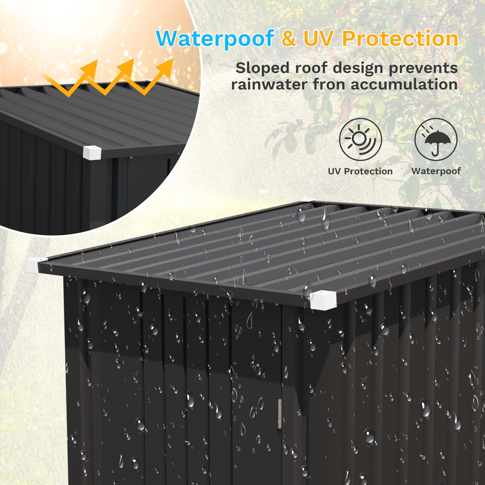 Snapklik.com : VICTONE 3x3 FT Metal Storage Shed, Small Outdoor Shed