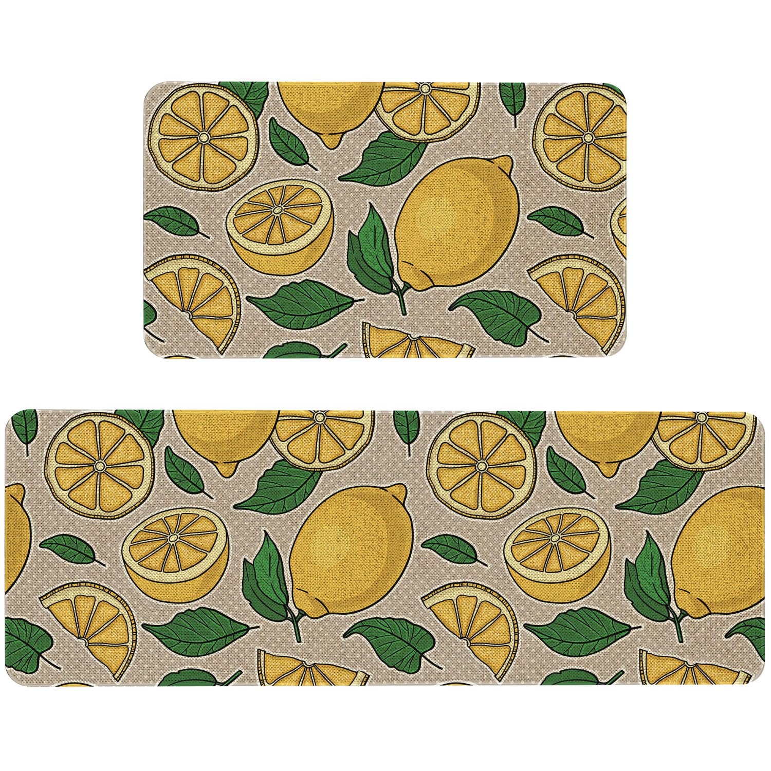 Amazon.com: Mloabuc® Lemon Decorative Kitchen Mats Set of 2, Anti ...
