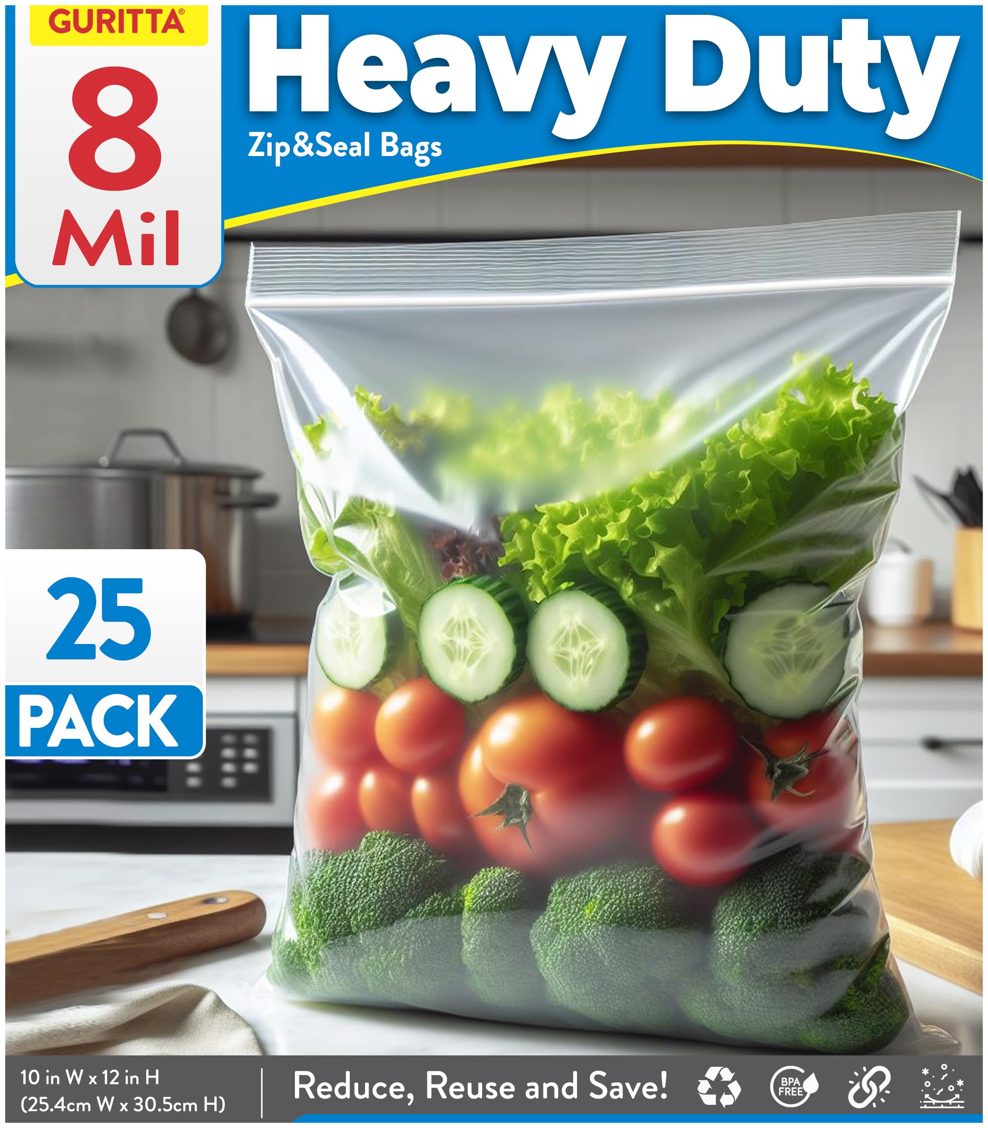 Amazon.com: Heavy Duty Zip Top Bags, 8mil Extra Strong Resealable Clear ...
