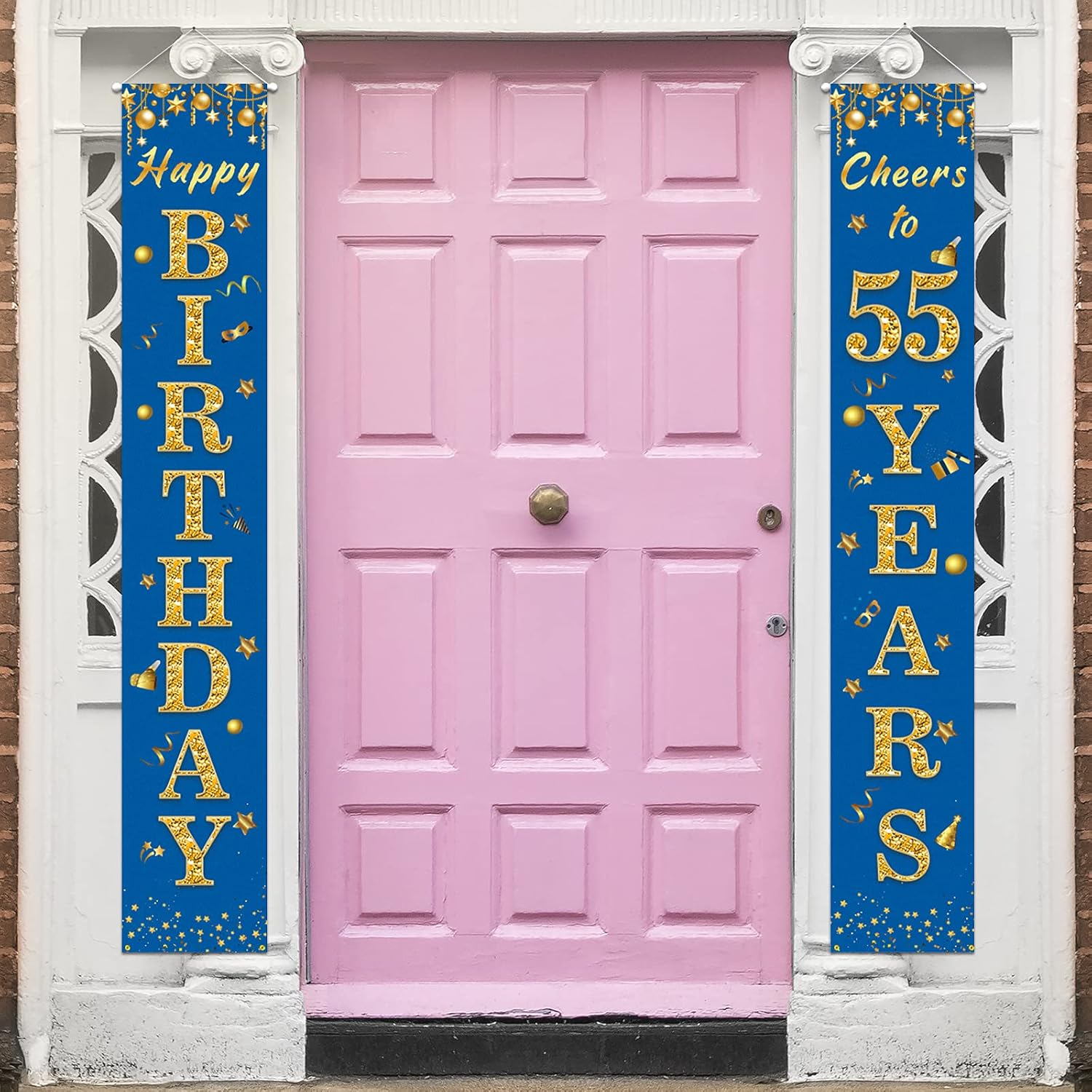 Amazon.com: Happy 55th Birthday Porch Sign Banner Decor Blue – Cheers ...