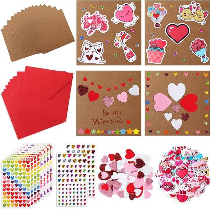 Amazon.com: Zonon 32 Pack Valentines Crafts Set, Valentines DIY Card ...