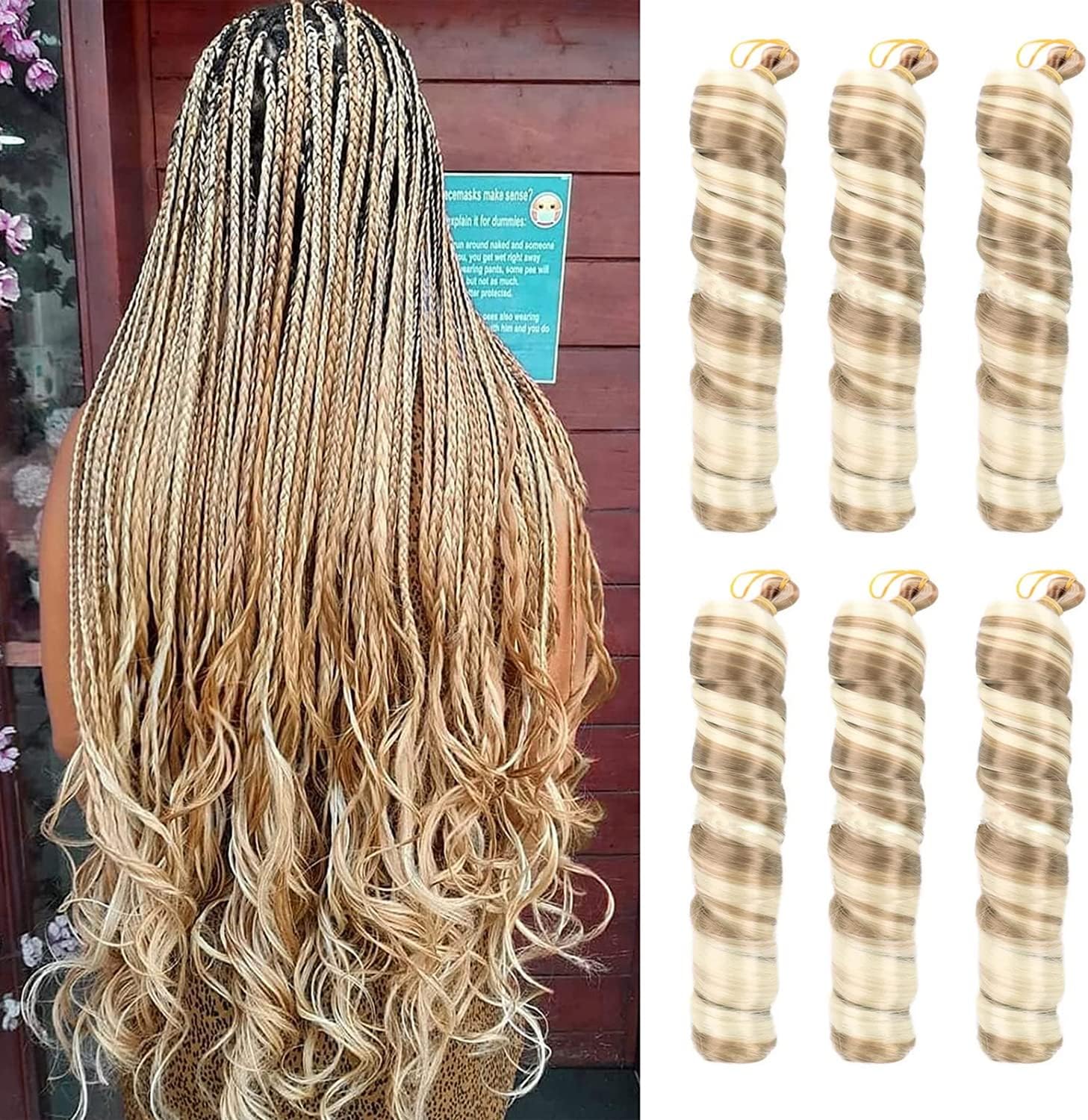 RUISIMEI French Curly Braiding Hair for Box Braids 6 Packs 22 Inch 100G ...