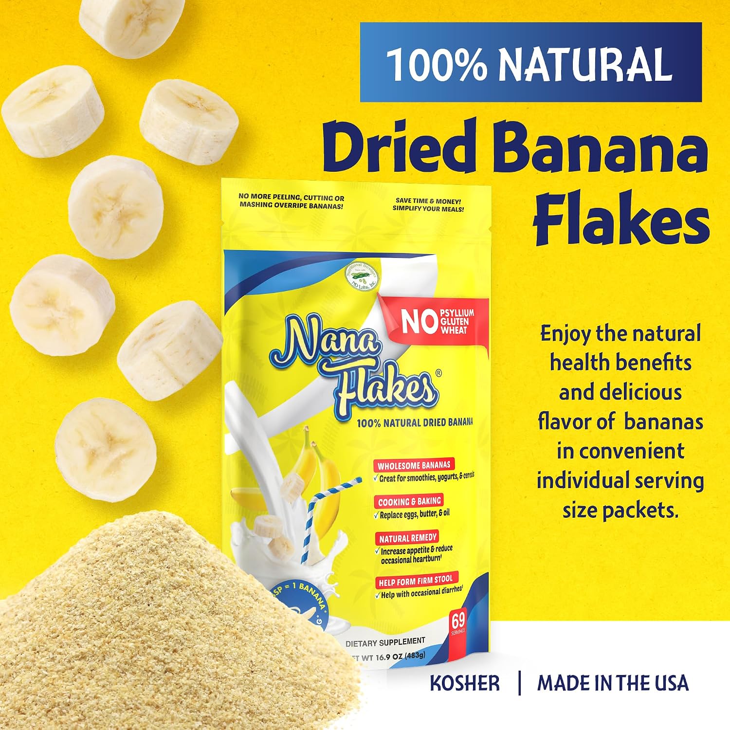 Nutritional Designs Nana Flakes – Polvo de plátano antidiarreico ...
