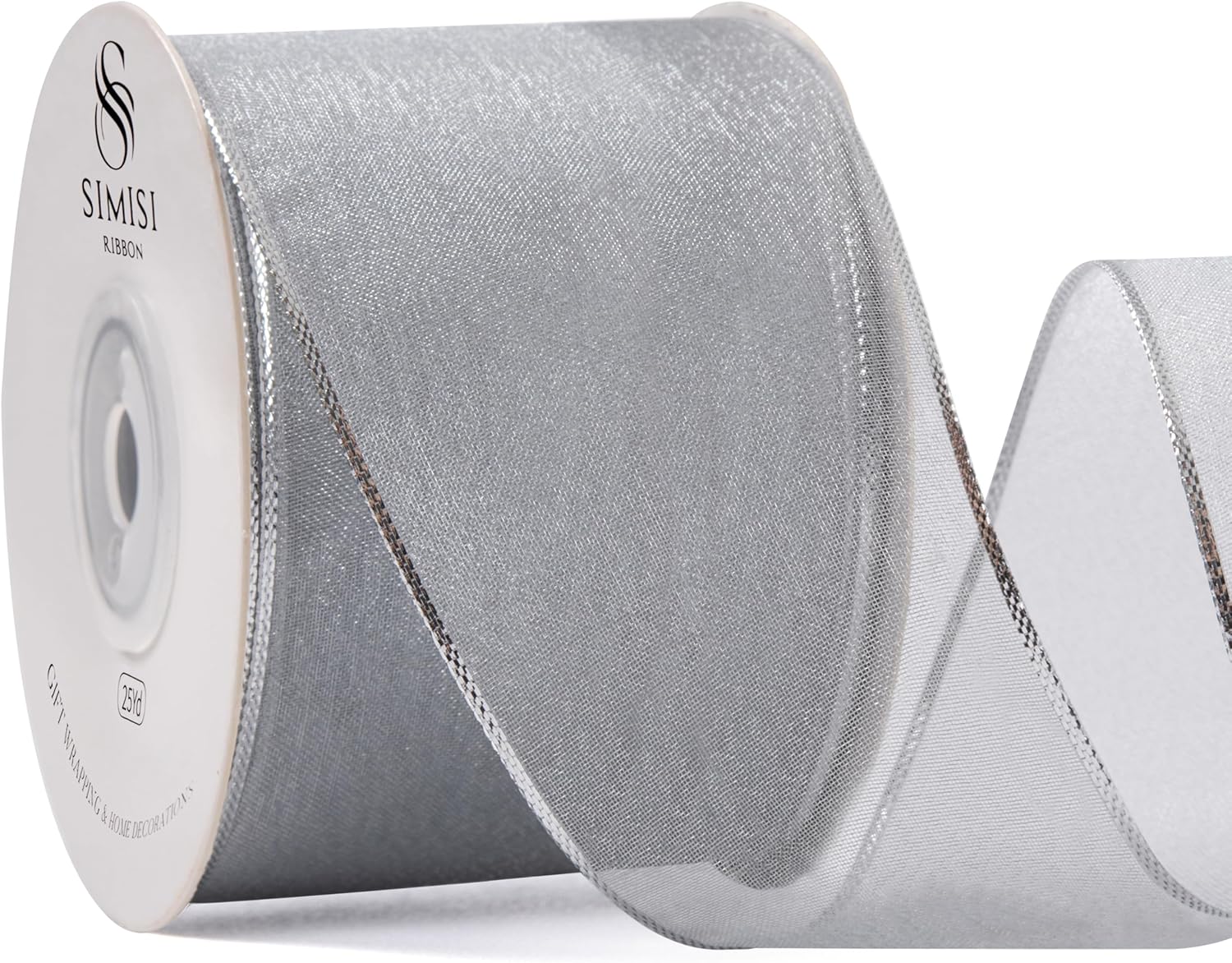 Amazon.com: Sliver Christmas Ribbon Wired Sheer Organza Ribbon with ...