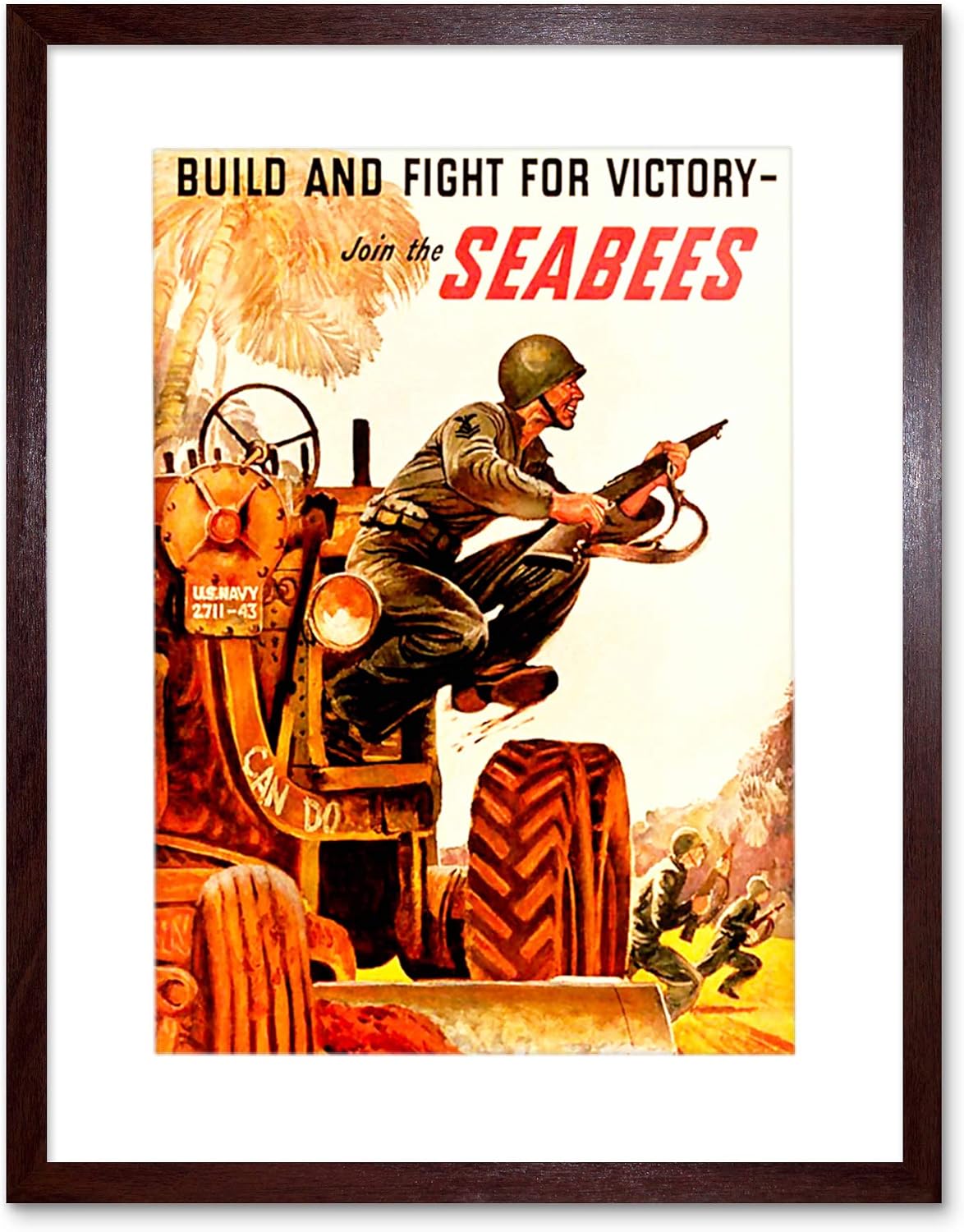 Amazon.com: WAR WWII BUILD FIGHT VICTORY SEABEES SOLDIER ART FRAME ...