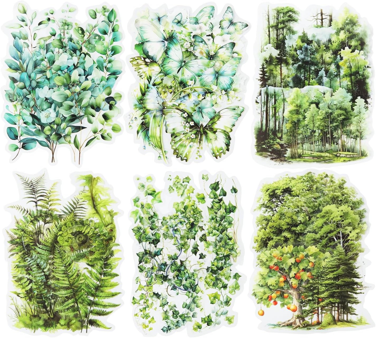 Amazon.com: MiyouLuna 120Pcs Forest PET Scrapbook Stickers Botanical ...