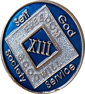 Amazon.com: 13 Year NA Clean Time Chip Blue Silver Glitter Narcotics ...