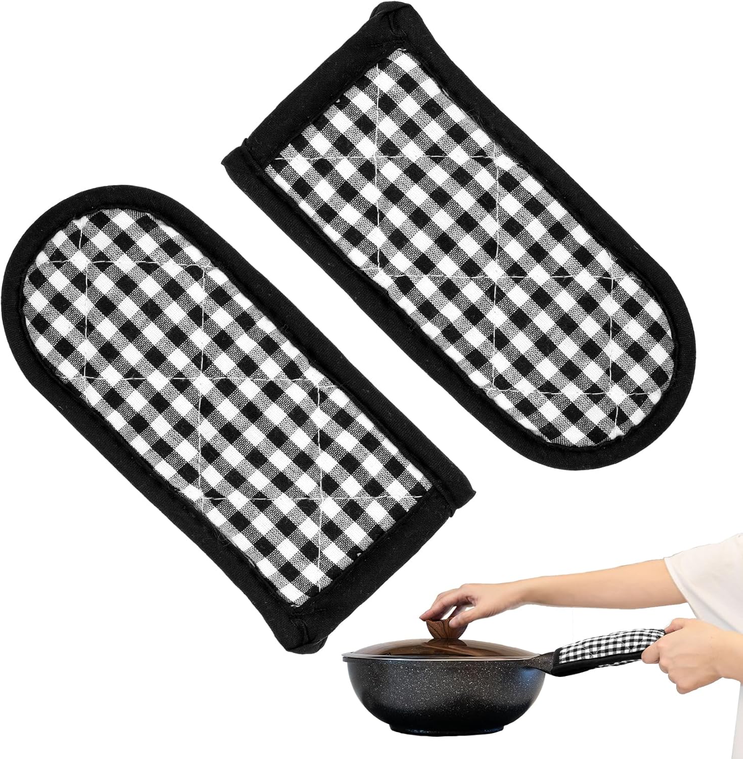 Black Pot Handle Covers - 2 Pack, Heat Resistant Pot Holders for Cast ...