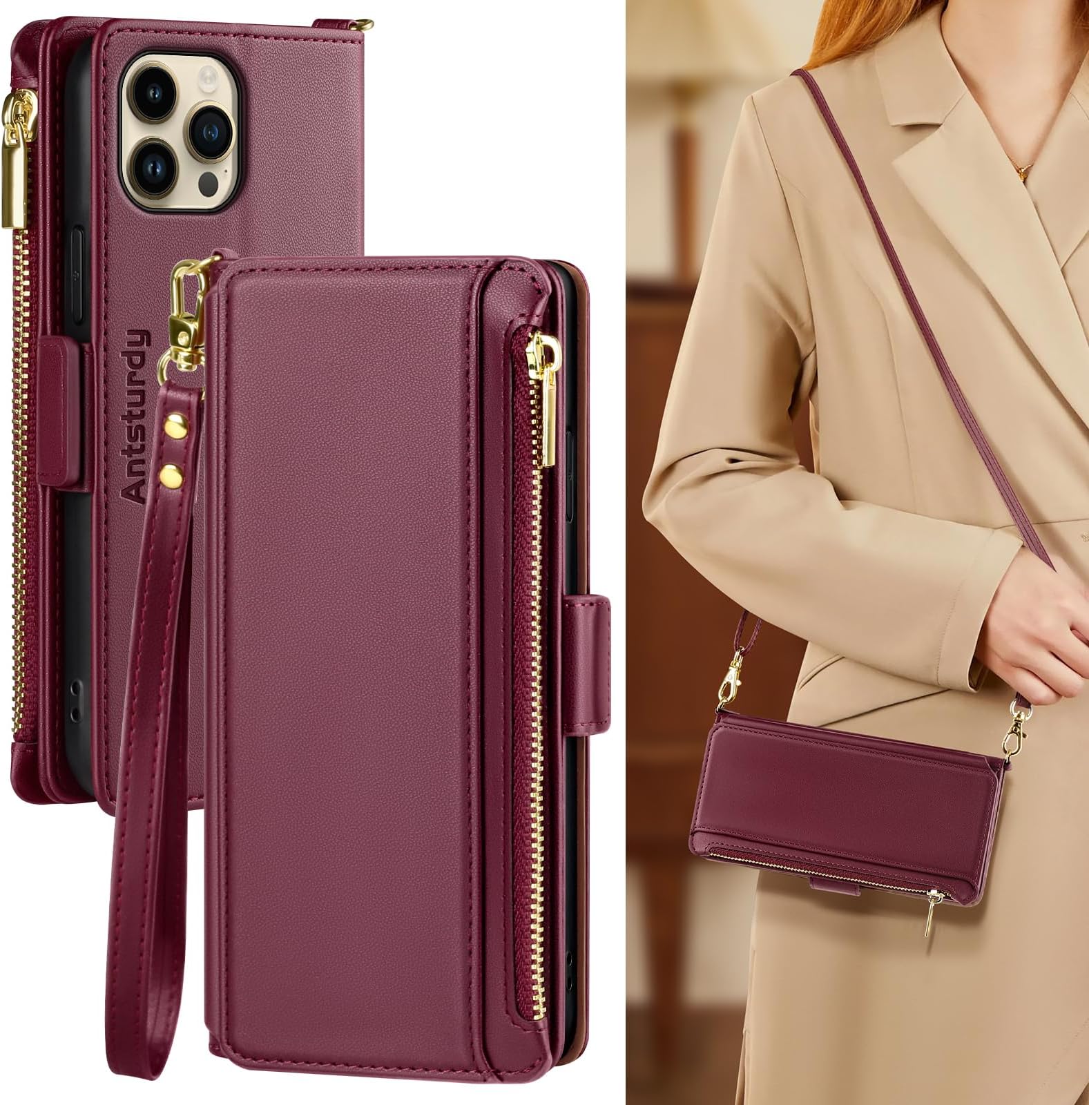 Amazon.com: Antsturdy Compatible with iPhone 16 Pro Max Wallet Case for ...
