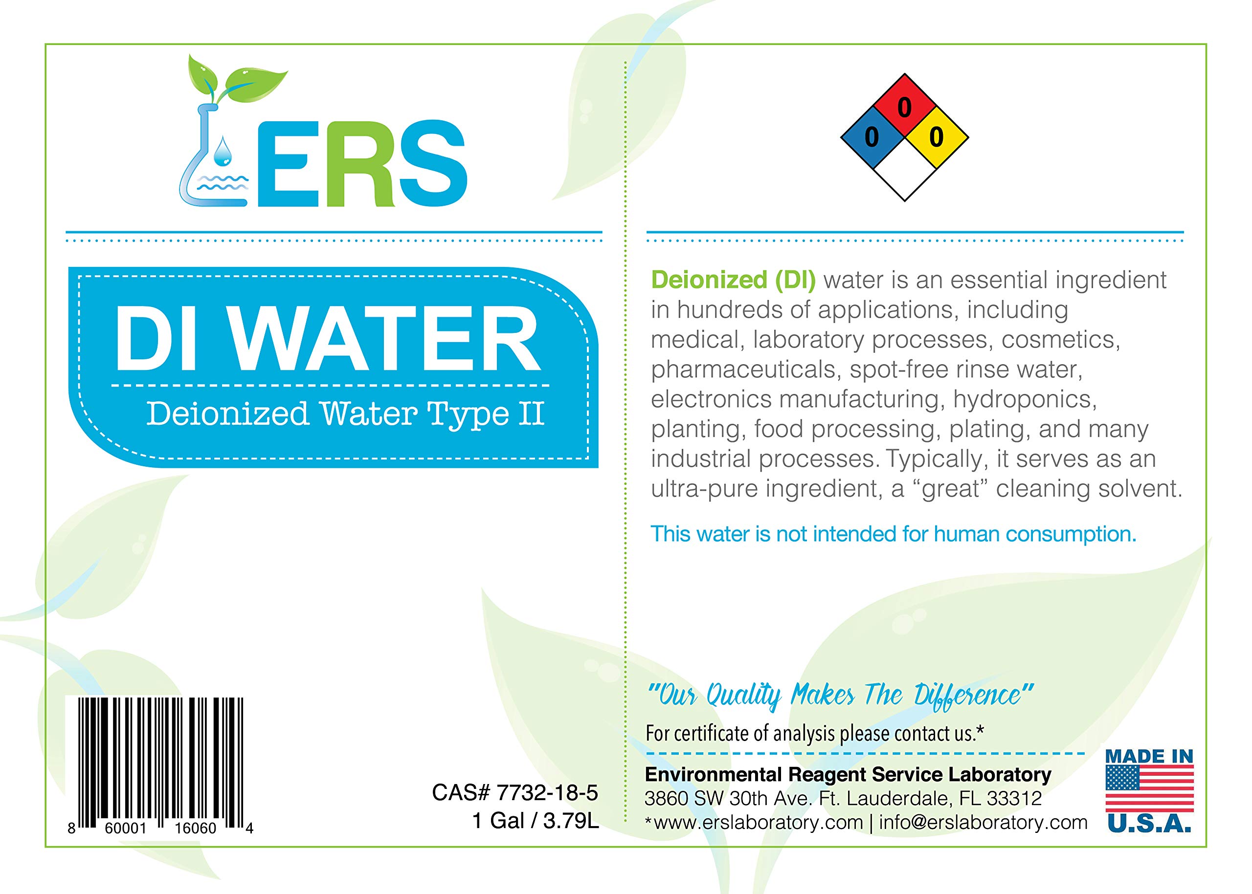 Distilled Water 5 Gallon Type I Deionized Water - 1 Gallon Distilled ...