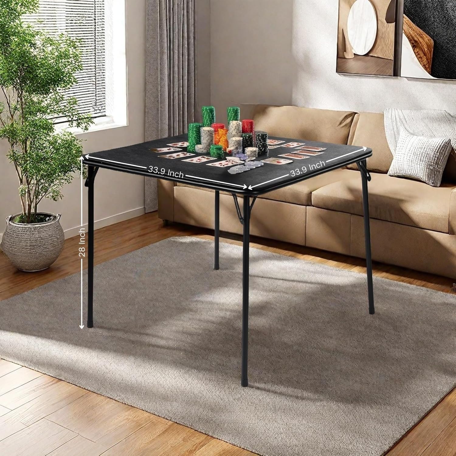 Indoor Outdoor Table Homy Casa 33.9 Inch Square Folding Card Table - 7 ...