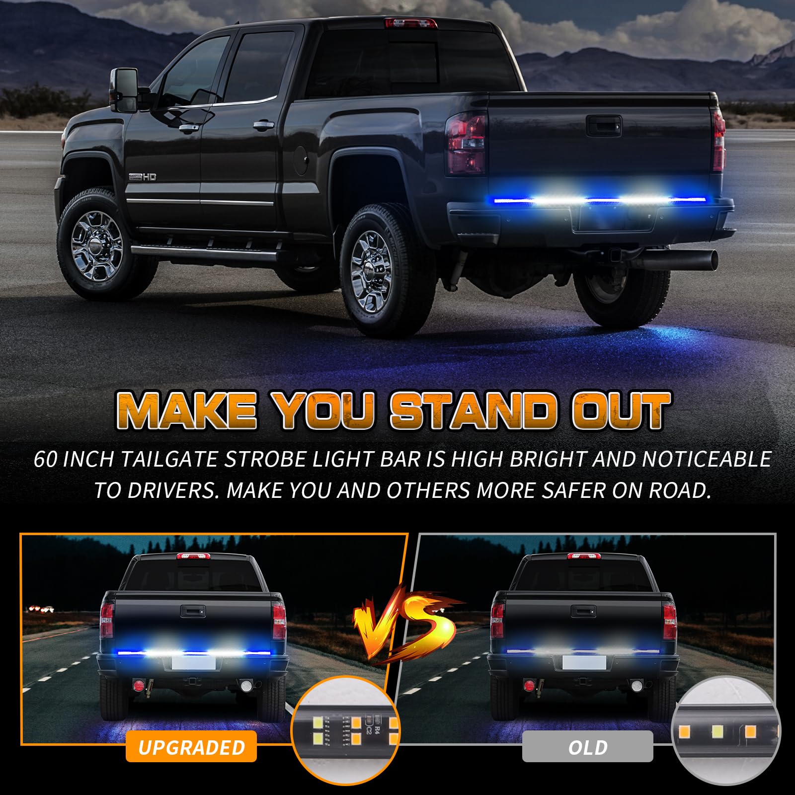 Snapklik.com : 60 Inch Blue White Emergency Lights Strip 360 LED Truck ...