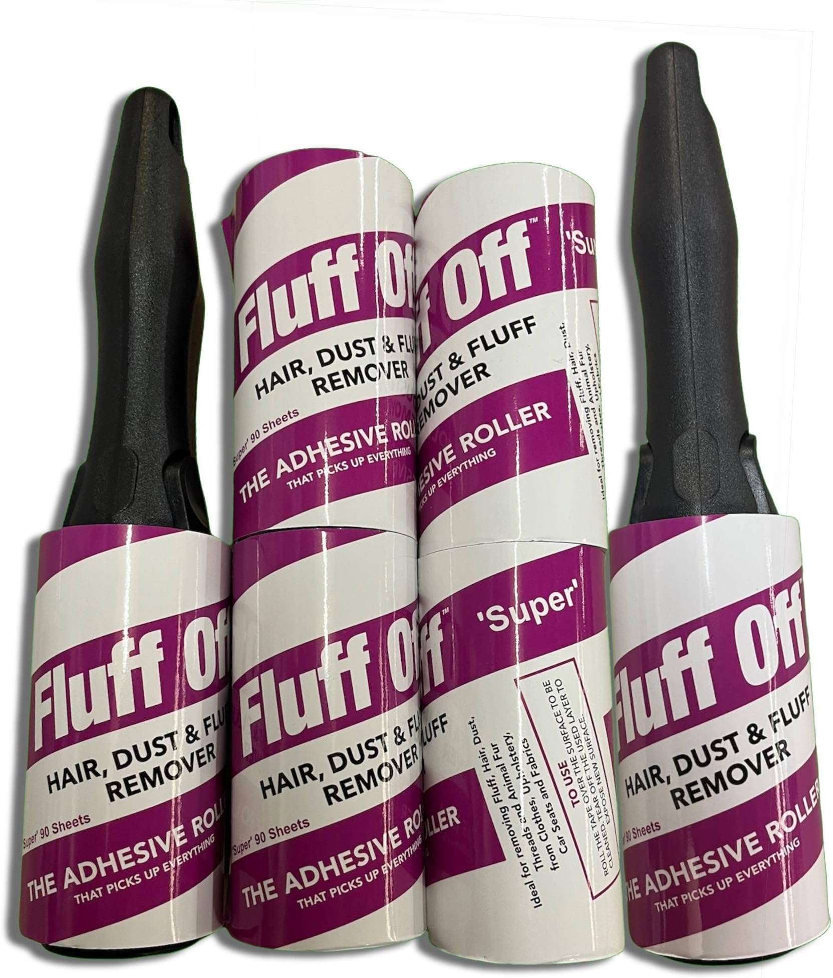 Fluff Off Lint Roller Refills,10 Rolls x 60 sheeets -TOTAL 600 SHEETS ...