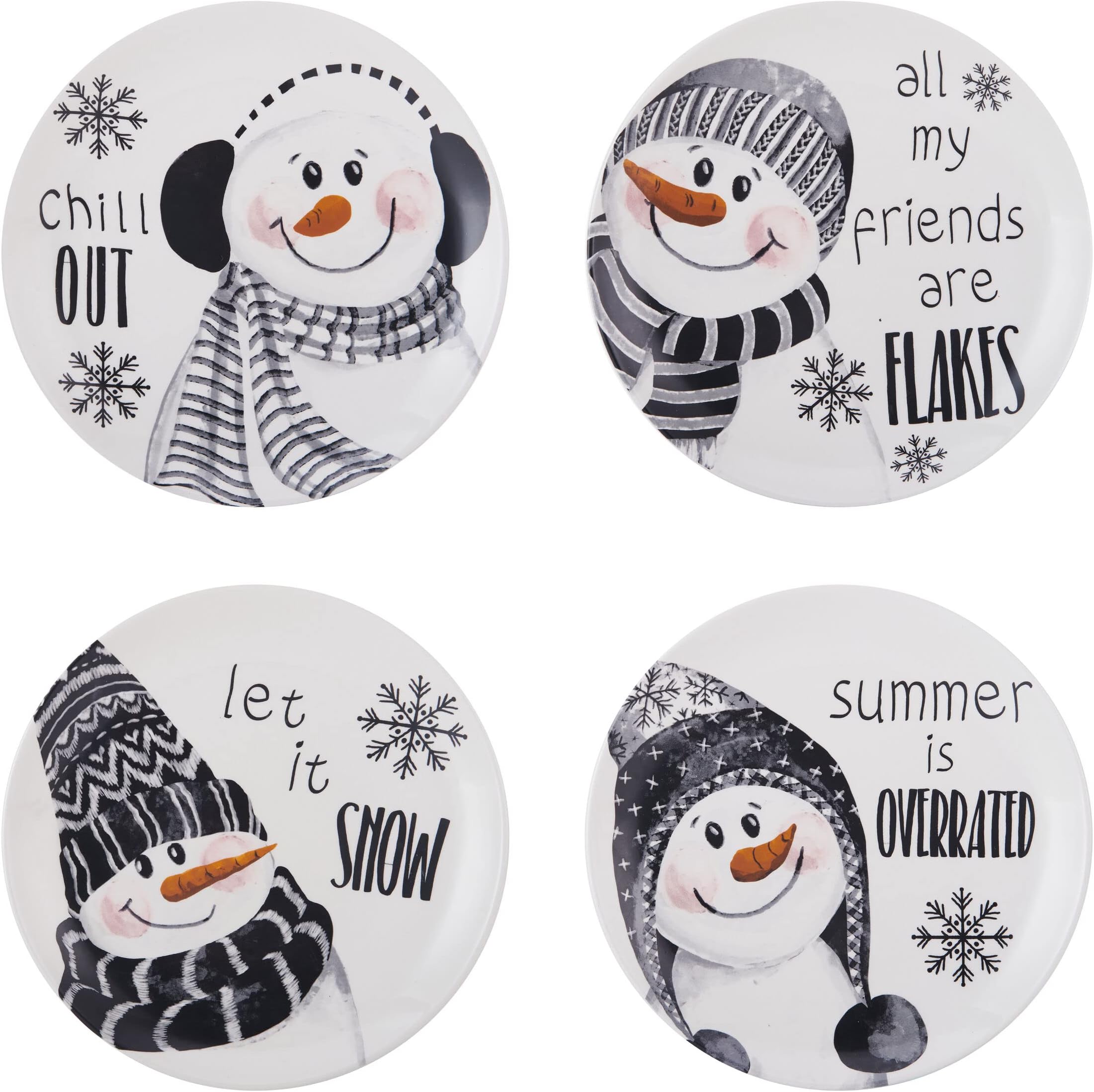 Amazon.com: Fitz and Floyd Snow Days Snowman Set of 4 Appetizer Salad ...