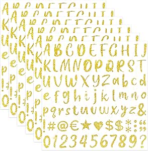 Amazon.com: 486 PCS Gold Letter Stickers,6 Sheets Self Adhesive Glitter ...