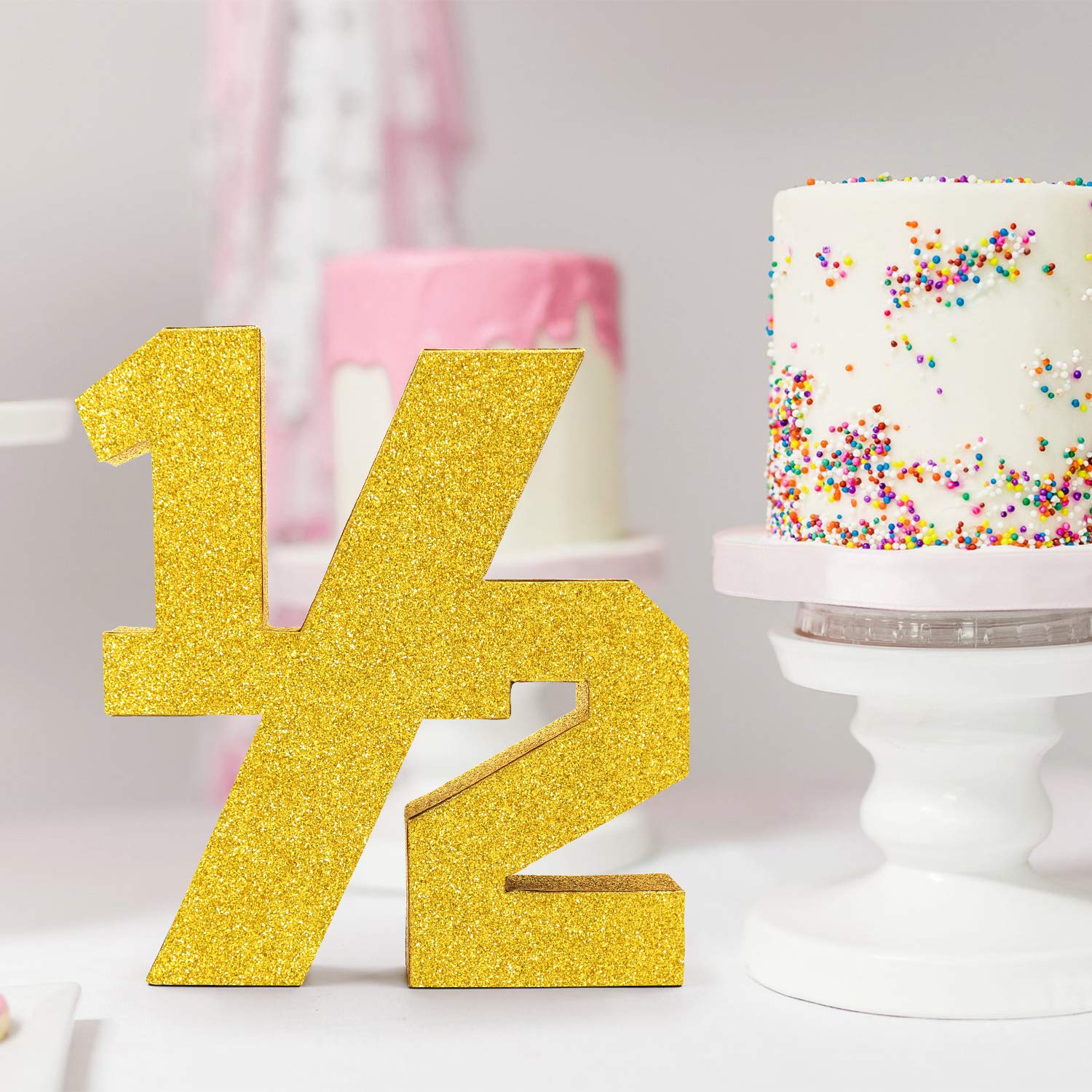 Half Number Sign 1 2 Baby Birthday Party Supplies Glitter Photo Props Half Number Sign 1 2 Baby Birthday Party Supplies Glitter Photo Props