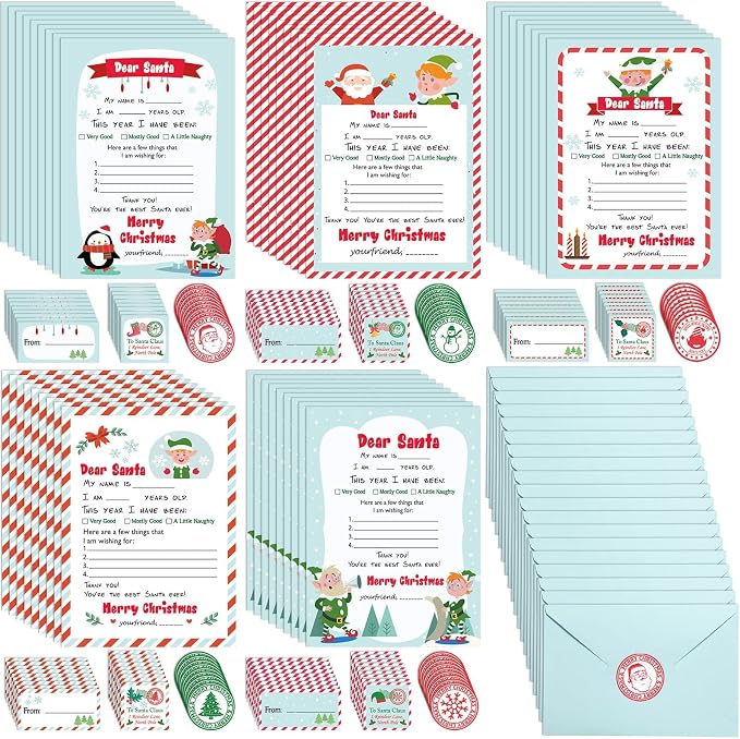 Amazon.com : 225Pcs Letter to Santa Kit Christmas Wish List Christmas ...