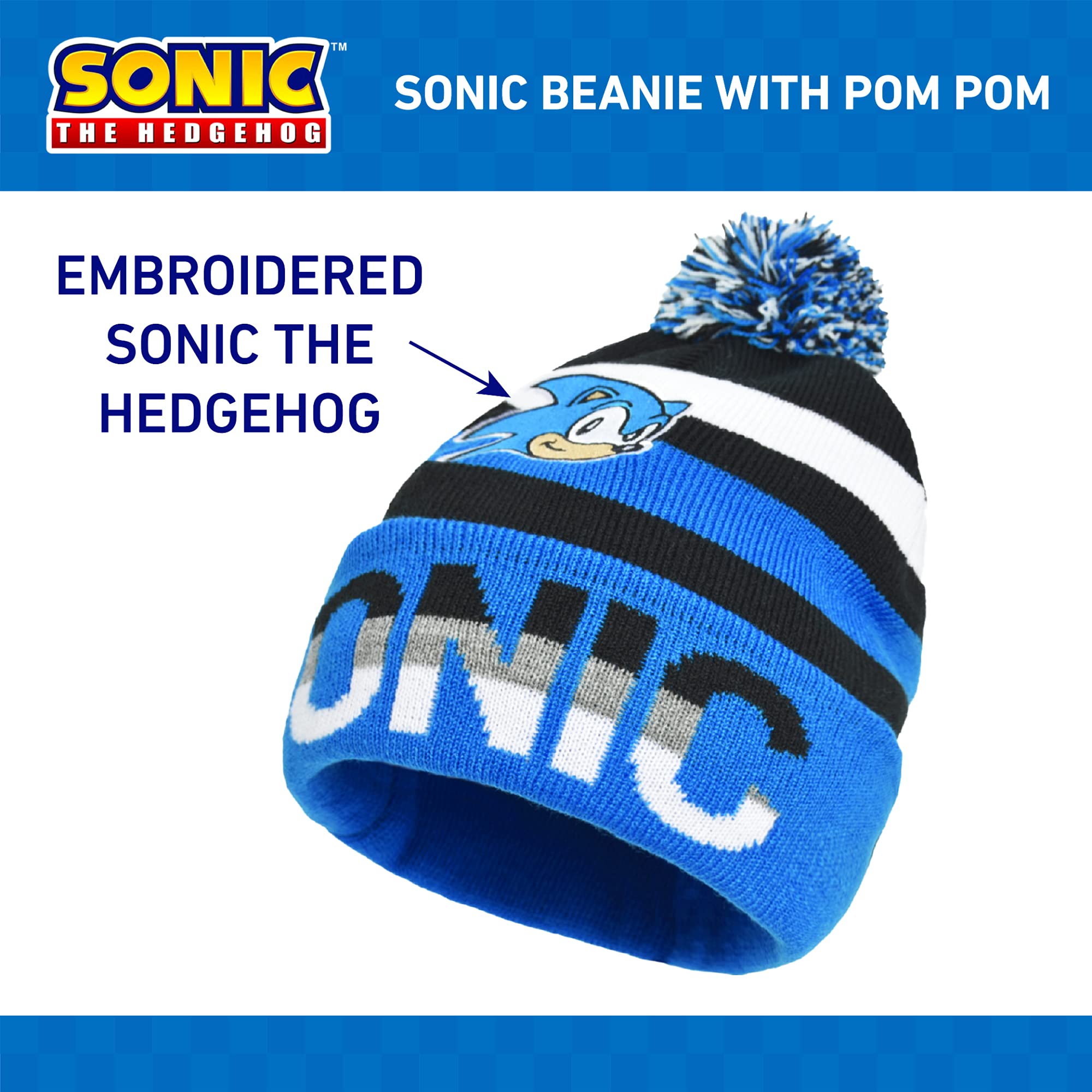 Concept One Sega Sonic The Hedgehog Men's Cuffed Knit Hat Beanie with ...