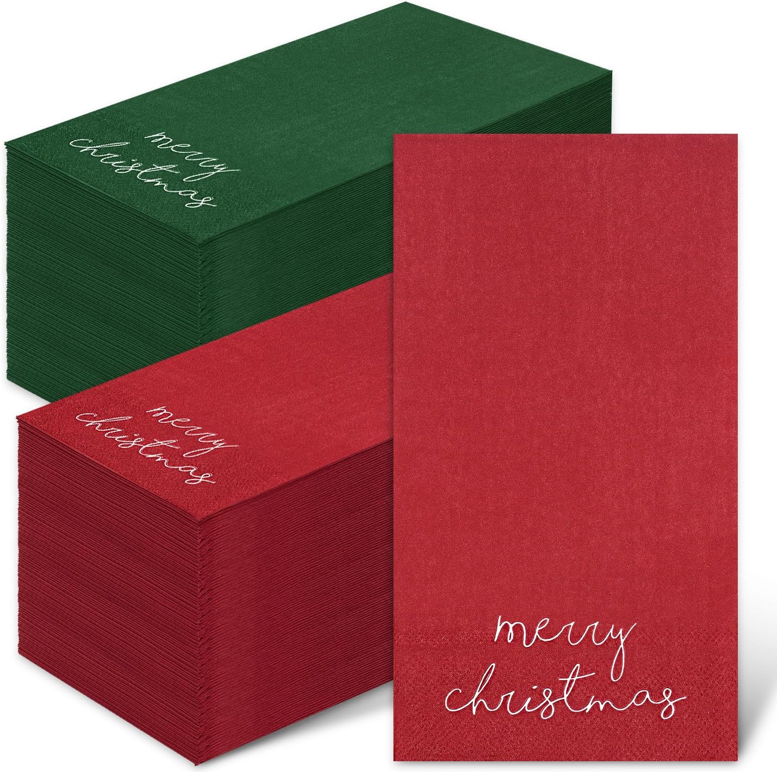 Amazon.com: Whaline Christmas Guest Napkins Red Green Merry Christmas ...