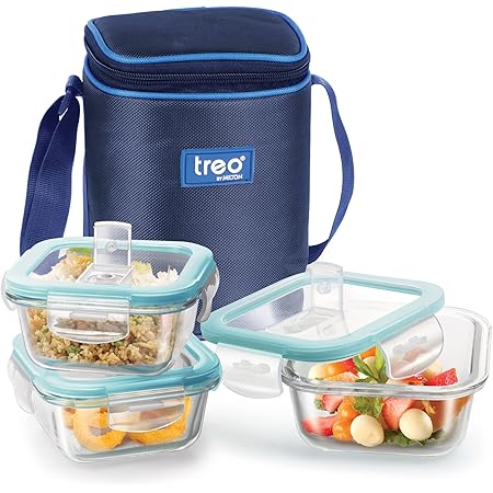 Buy Treo by Milton All Fresh Borosilicate Glass Tiffin, 400 ml, Set of ...