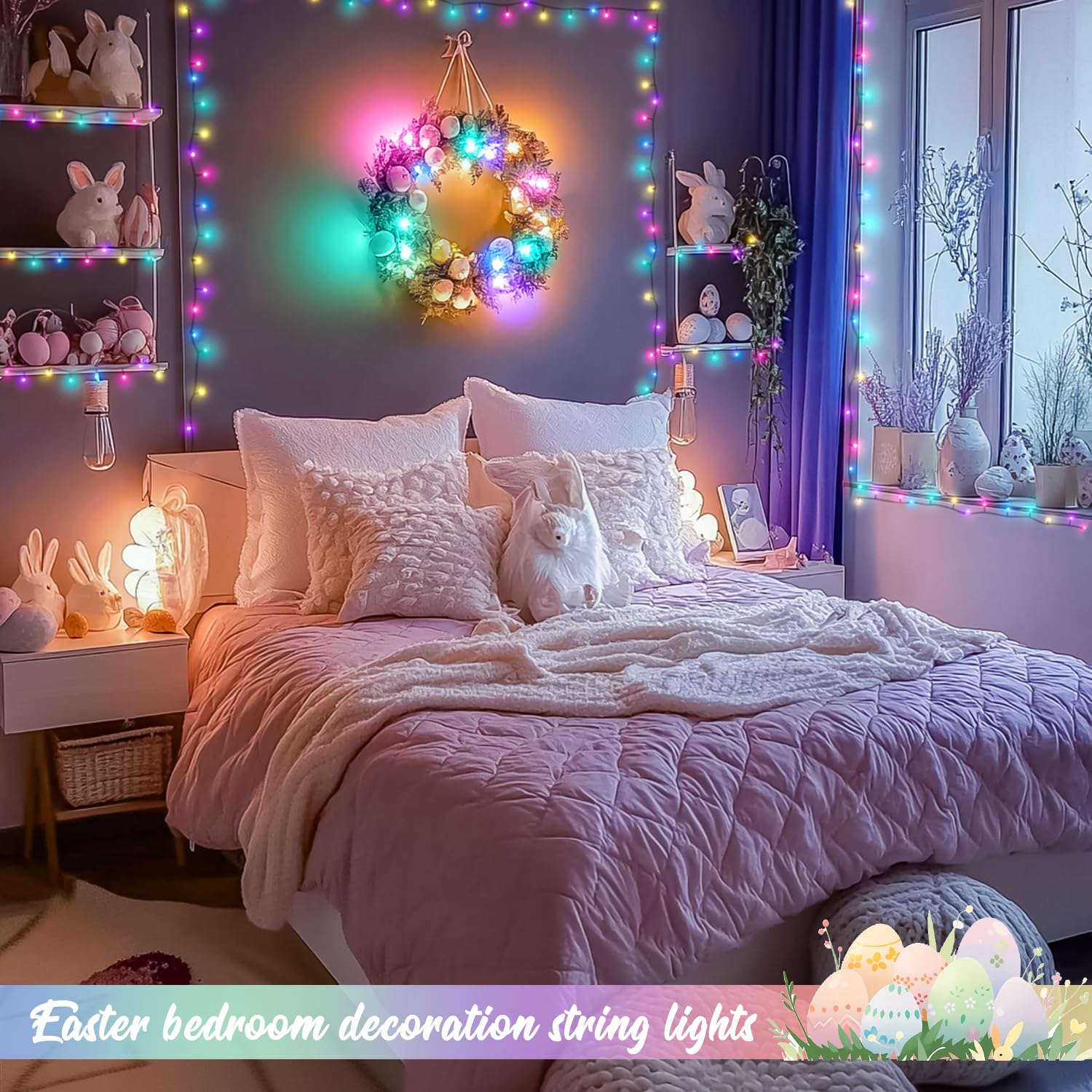 Snapklik.com : 200 LED 66ft Easter Lights String Green Wire, Pastel ...