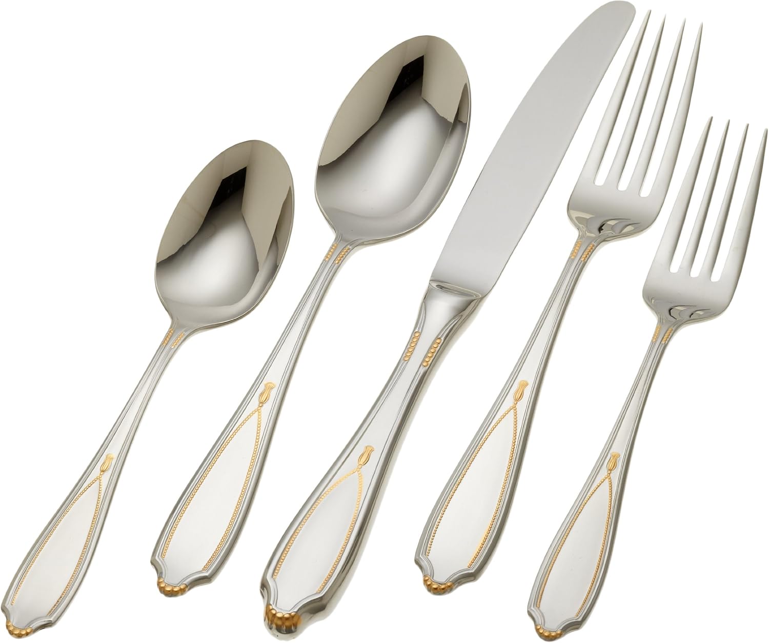Amazon.com | Yamazaki Victoria Gold Accent 20-Piece Flatware Set ...