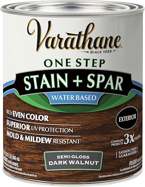 Varathane Semi-Gloss Water-Based Exterior Spar Urethane, Quart, Dark ...
