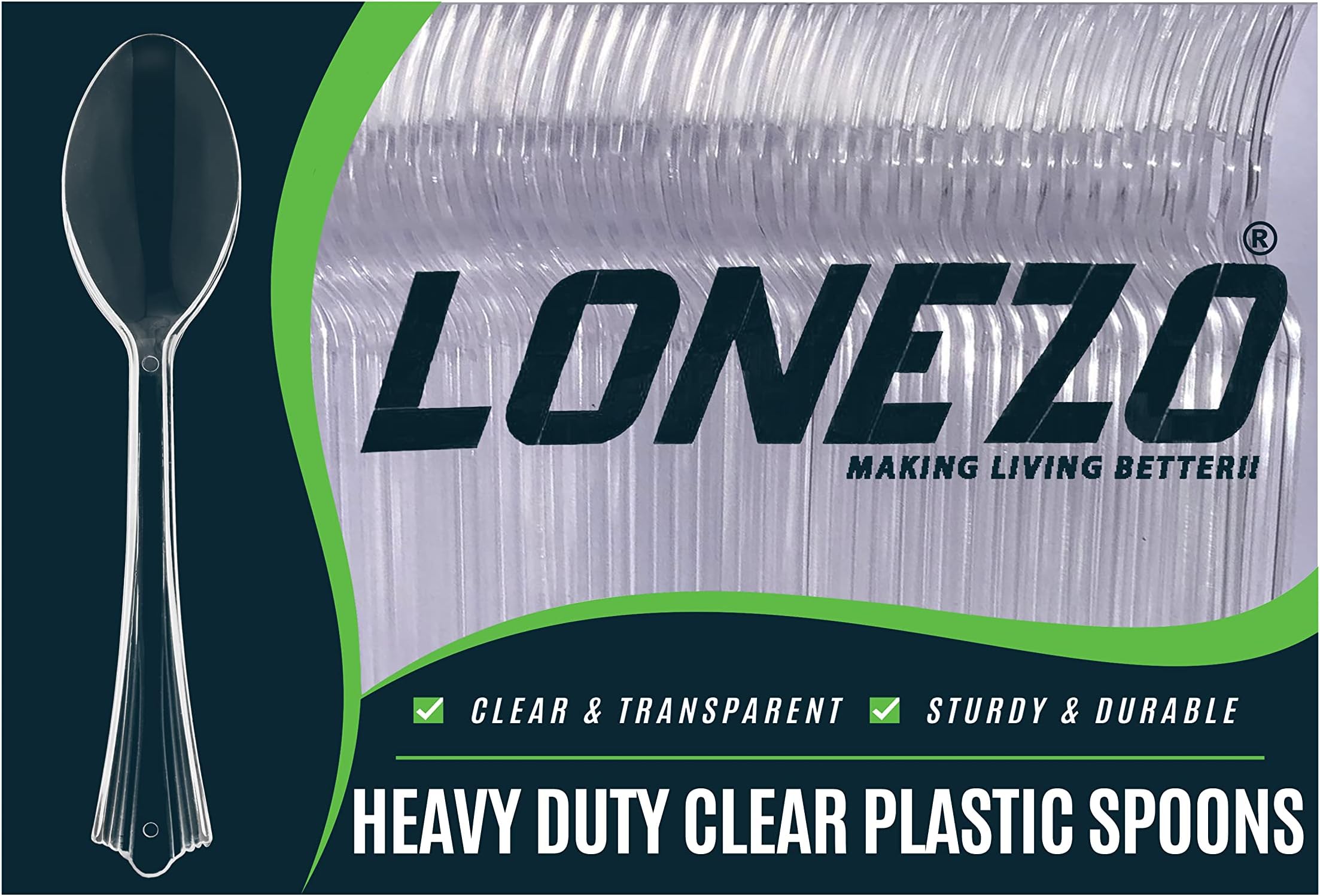 Amazon.com: Extra Heavy Duty Full Size Plastic Spoons 1000 Count (Clear ...