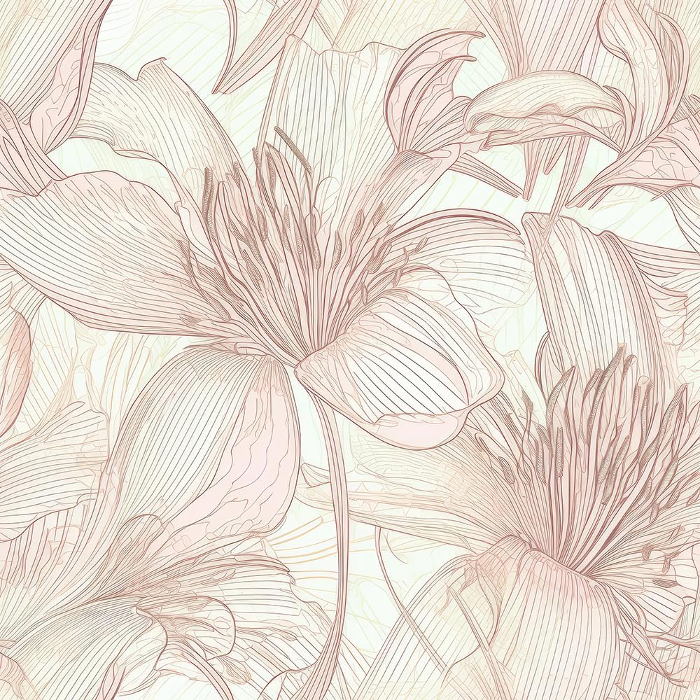 REDAMANCY Boho Beige Pink Lily Flower Modern Abstract Peel and Stick ...